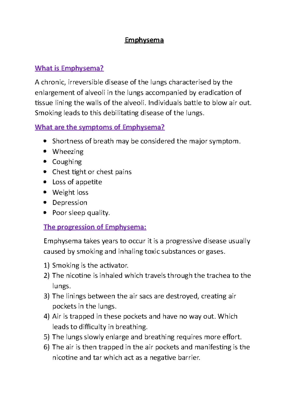 Emphysema - Respiratory disease overview. - Emphysema What is Emphysema ...