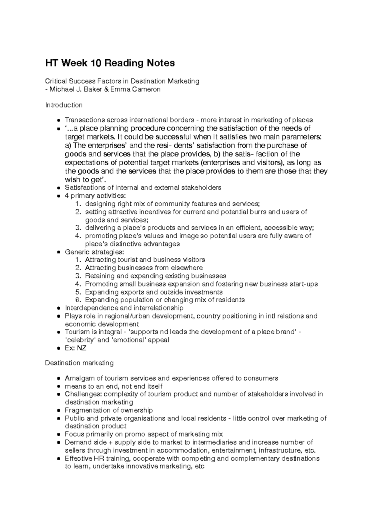 HT Week 10 Reading Notes - HT Week 10 Reading Notes Critical Success ...