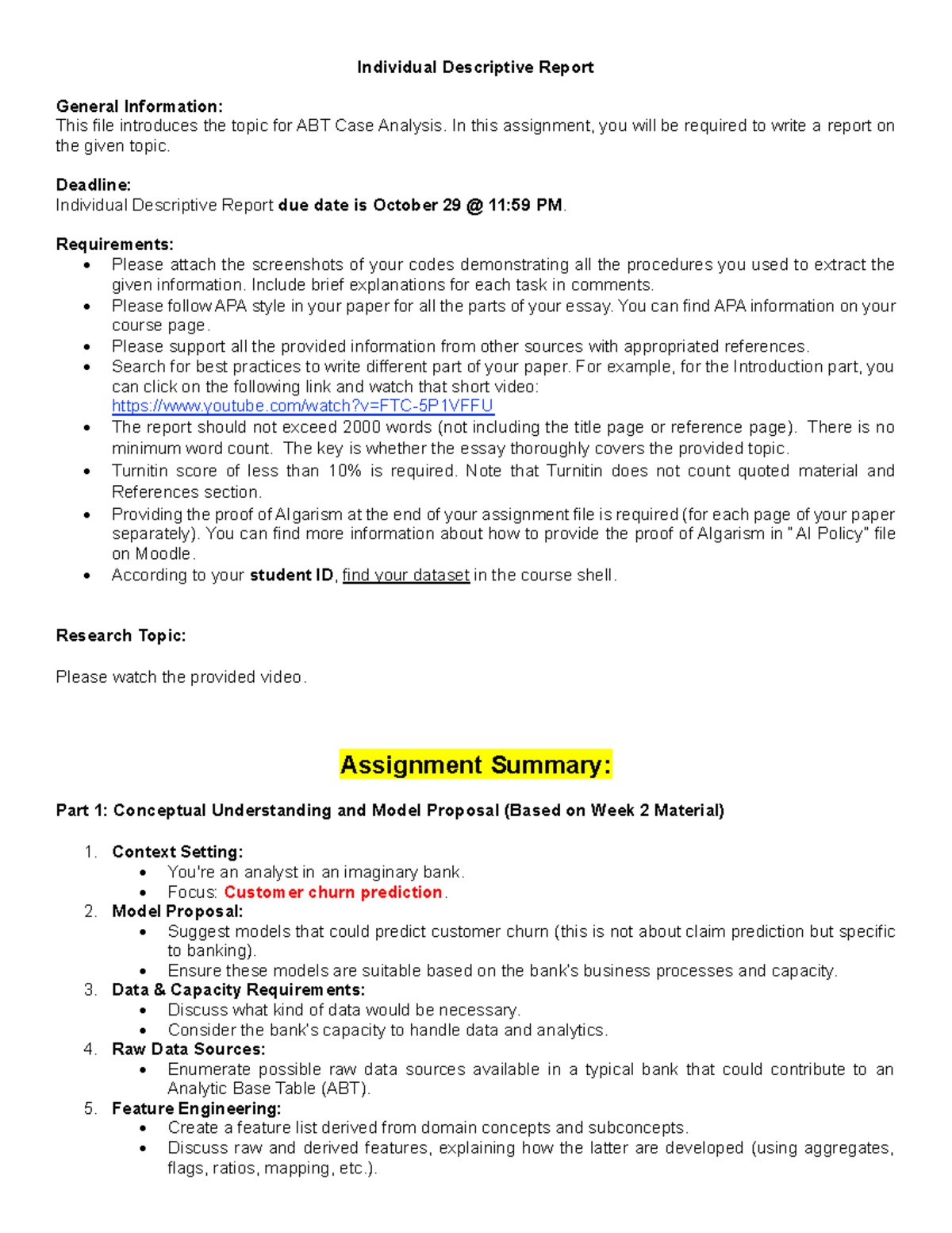 ABT Case Analysis (Topic) - Individual Descriptive Report General ...