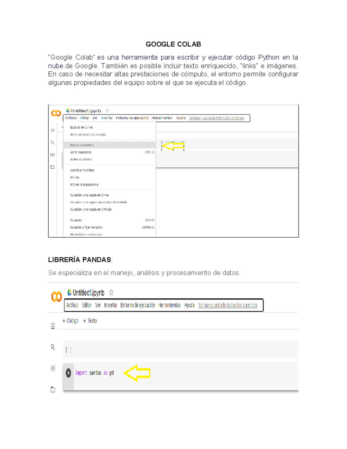 Libreria Pandas-Python con Google Colab - GOOGLE COLAB “Google Colab” es una herramienta para ...