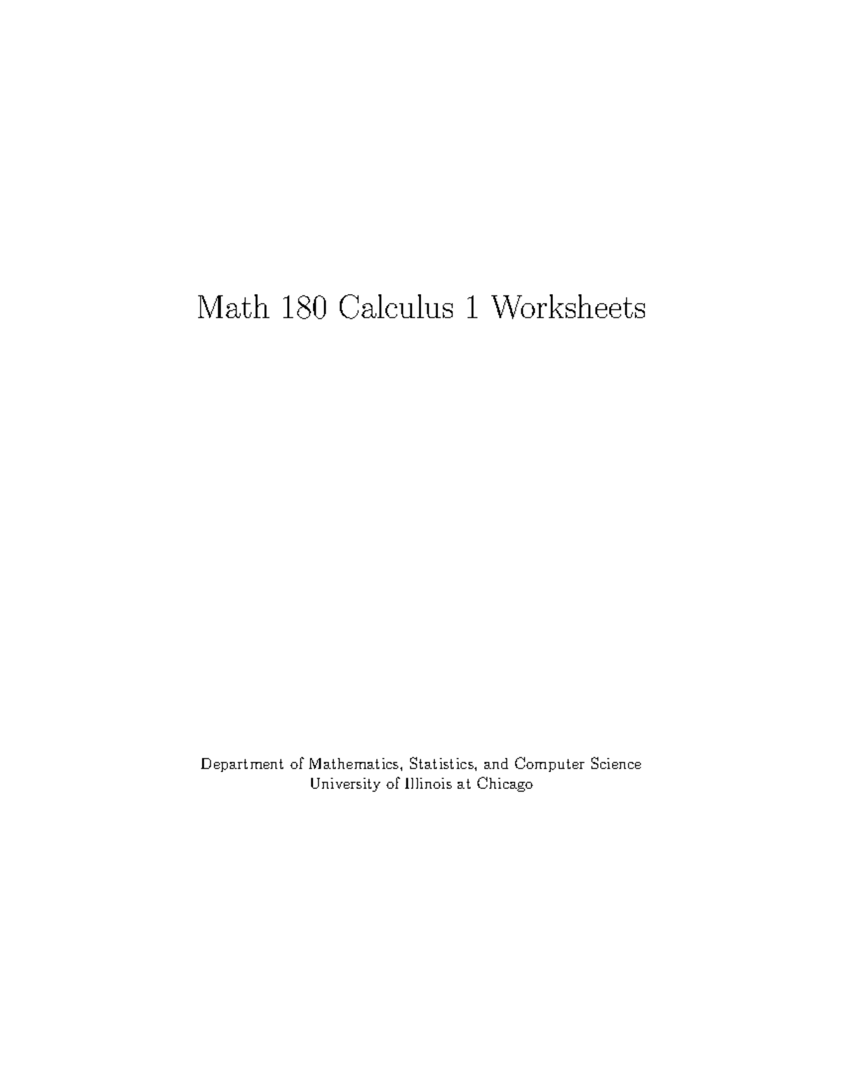 Fall 2020 Math 180 - discussion work - Math 180 Calculus 1 Worksheets ...