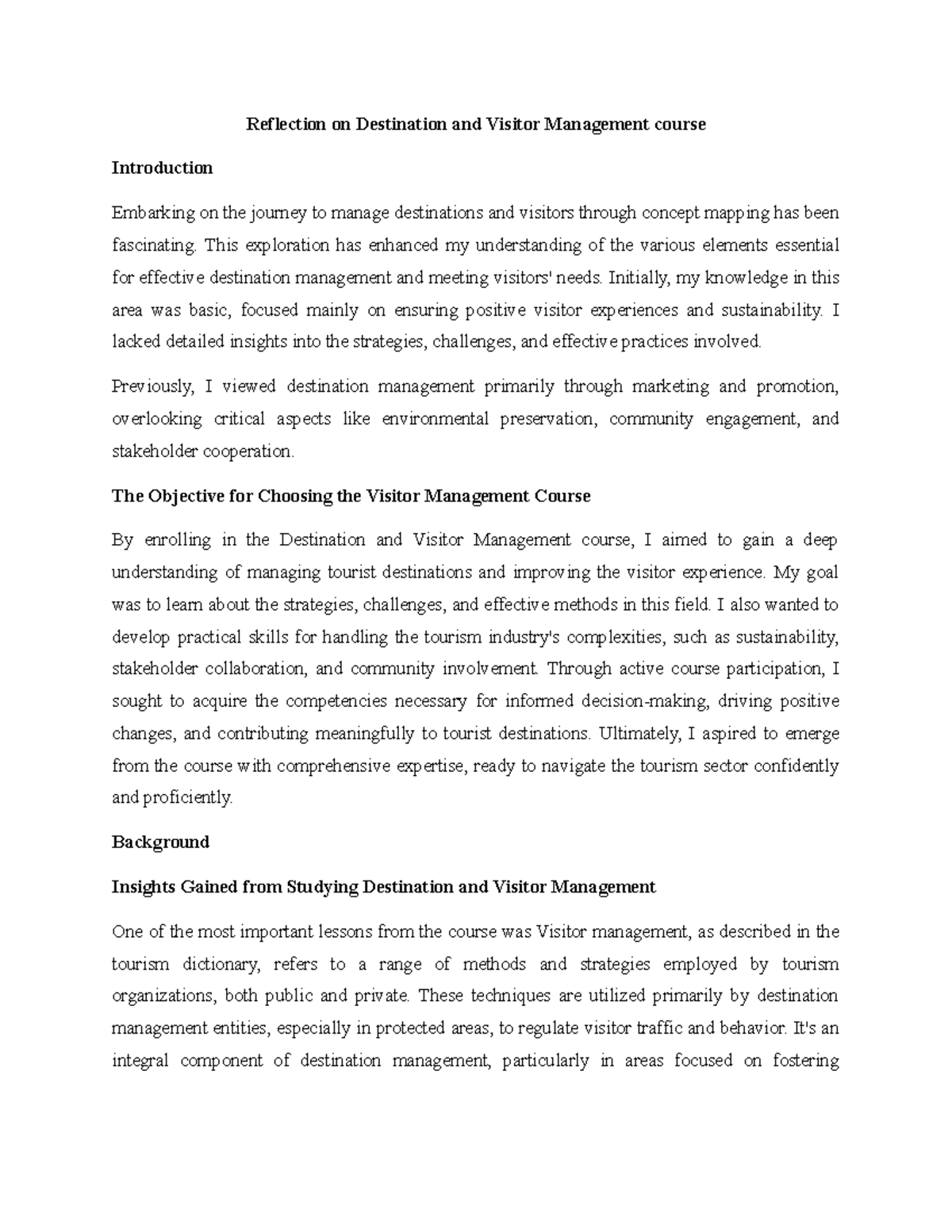 Destination and visitor management - This exploration has enhanced my ...