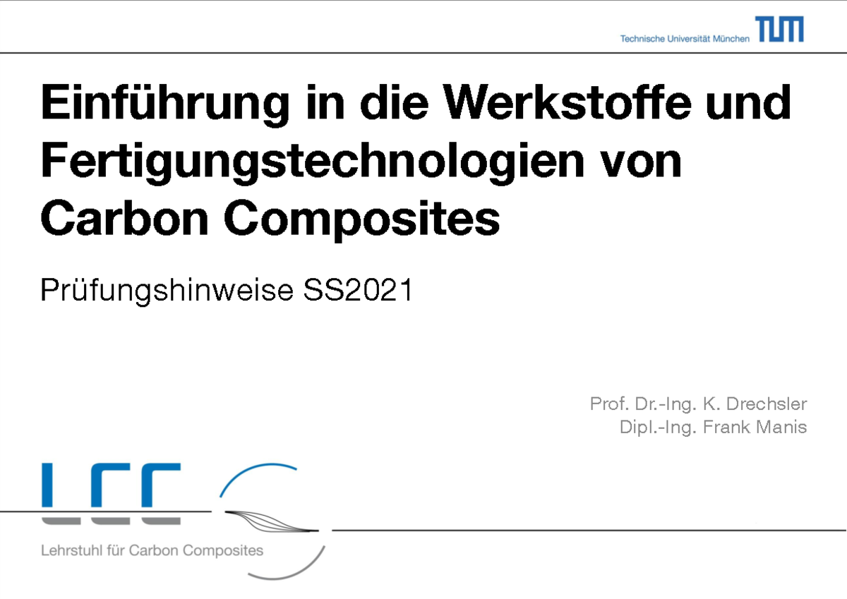Hinweise Prüfung SS2021 - Prof. Dr.-Ing. K. Drechsler Dipl.-Ing. Frank ...