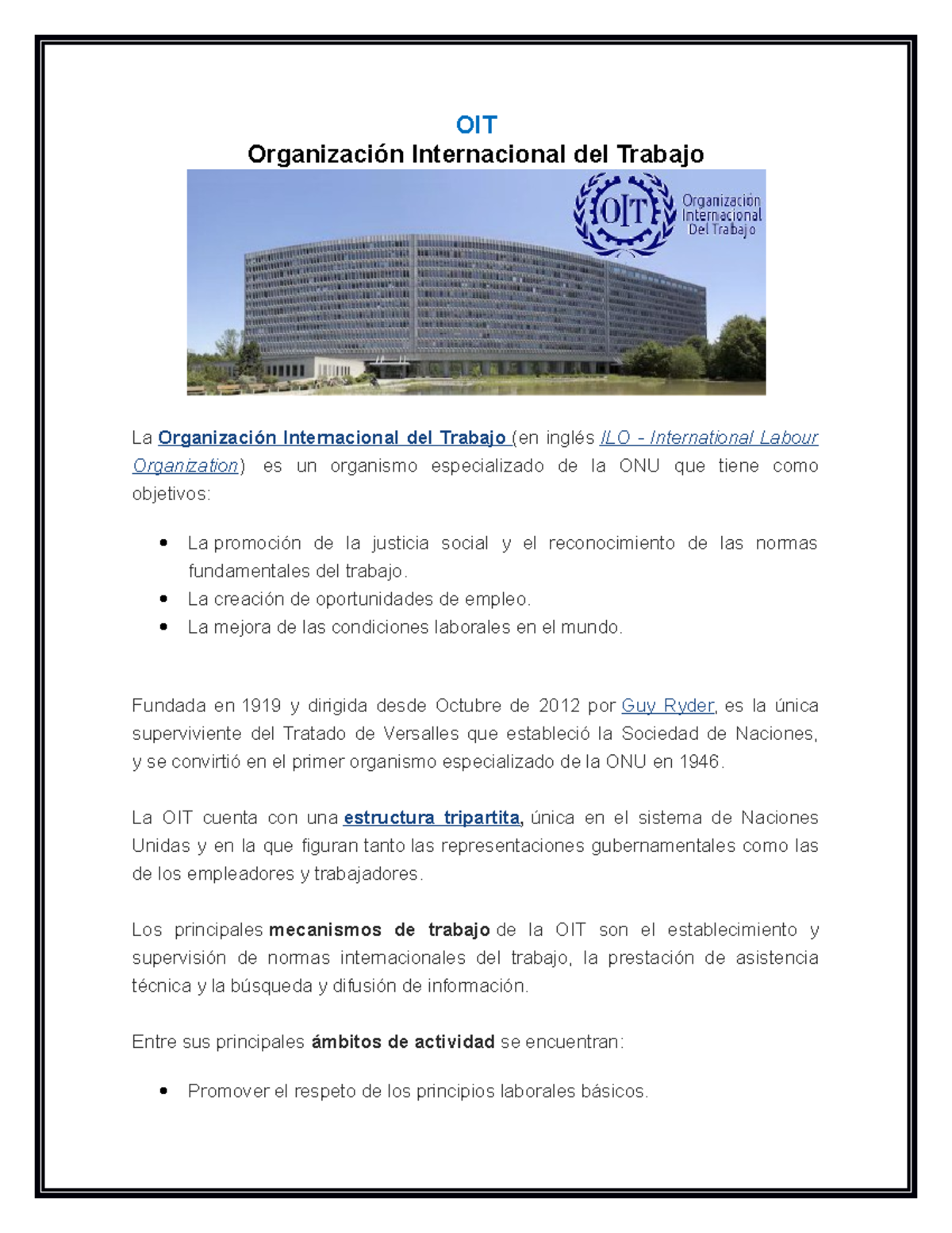 Convenio de la OIT - OIT Organización Internacional del Trabajo La ...