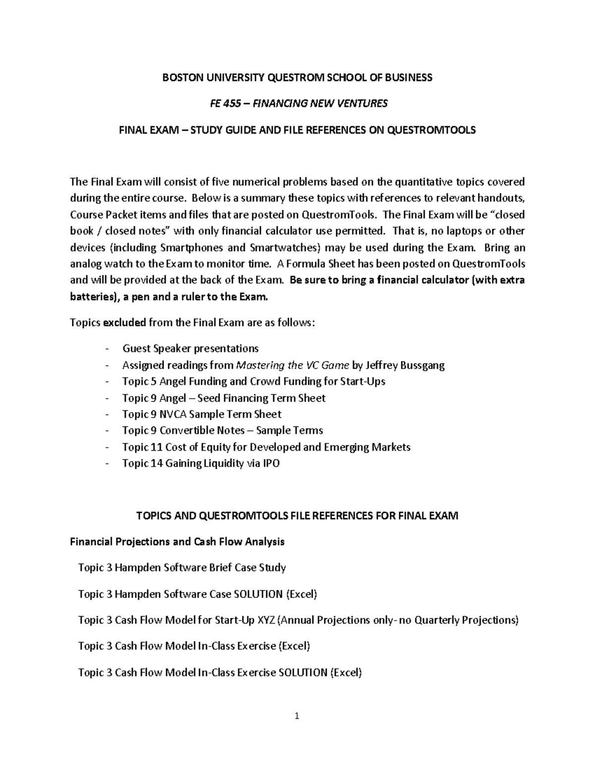 FE 455 Final Exam Study Guide and File References - BOSTON UNIVERSITY ...