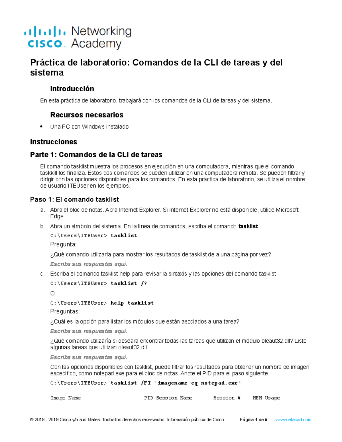 11.4.4.2 Lab - Task and System CLI Commands - Práctica de laboratorio ...