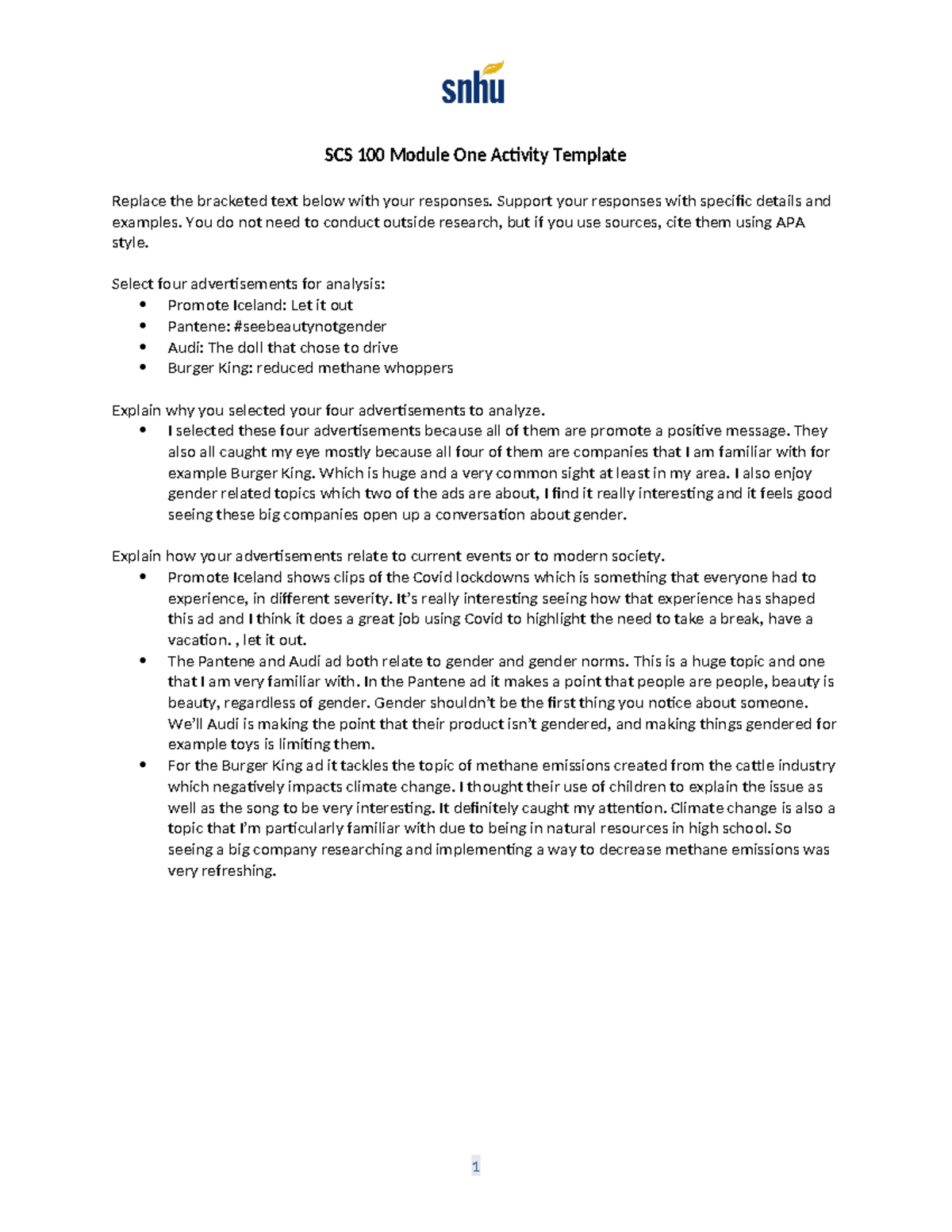 SCS 100 Module One Activity Template - SCS 100 Module One Activity ...