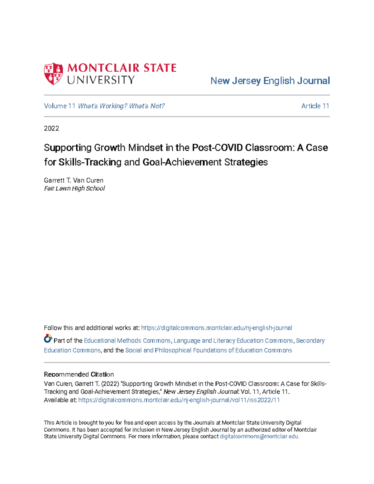 Supporting Growth Mindset in the Post- Covid Classroom - New Jersey ...