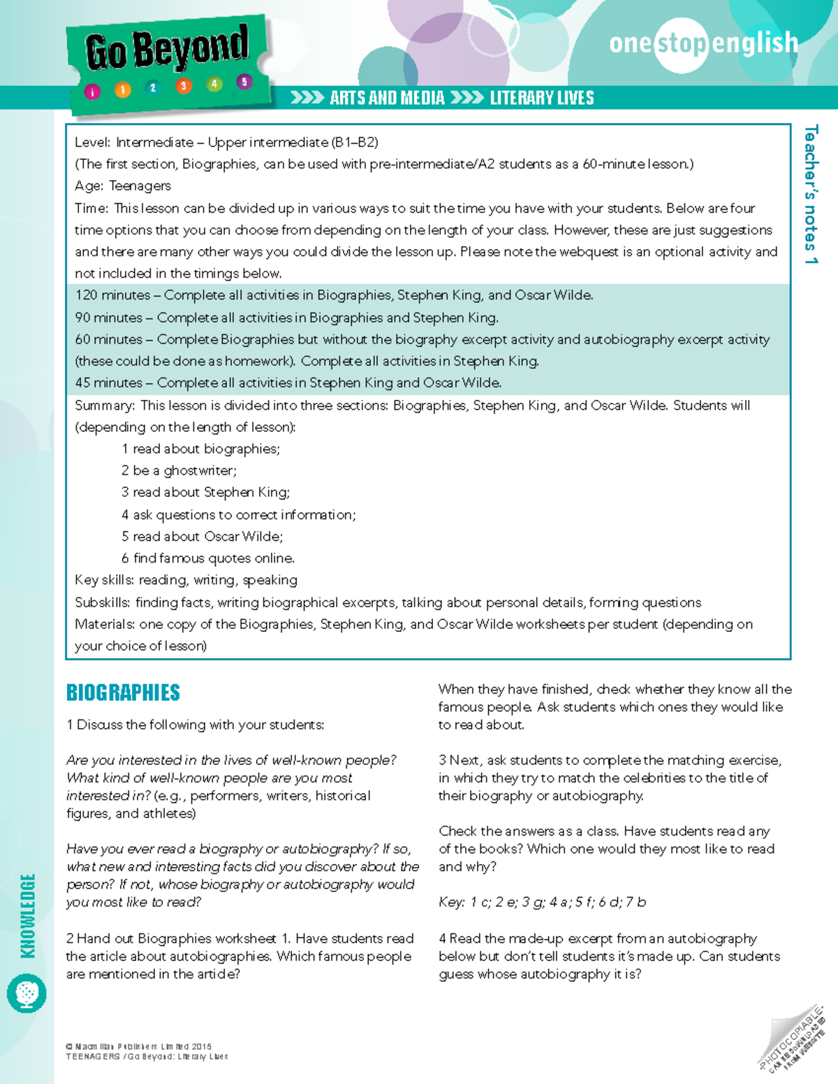 Go Beyond-Literary-Lives - © Macmillan Publishers Limited 2015 ...