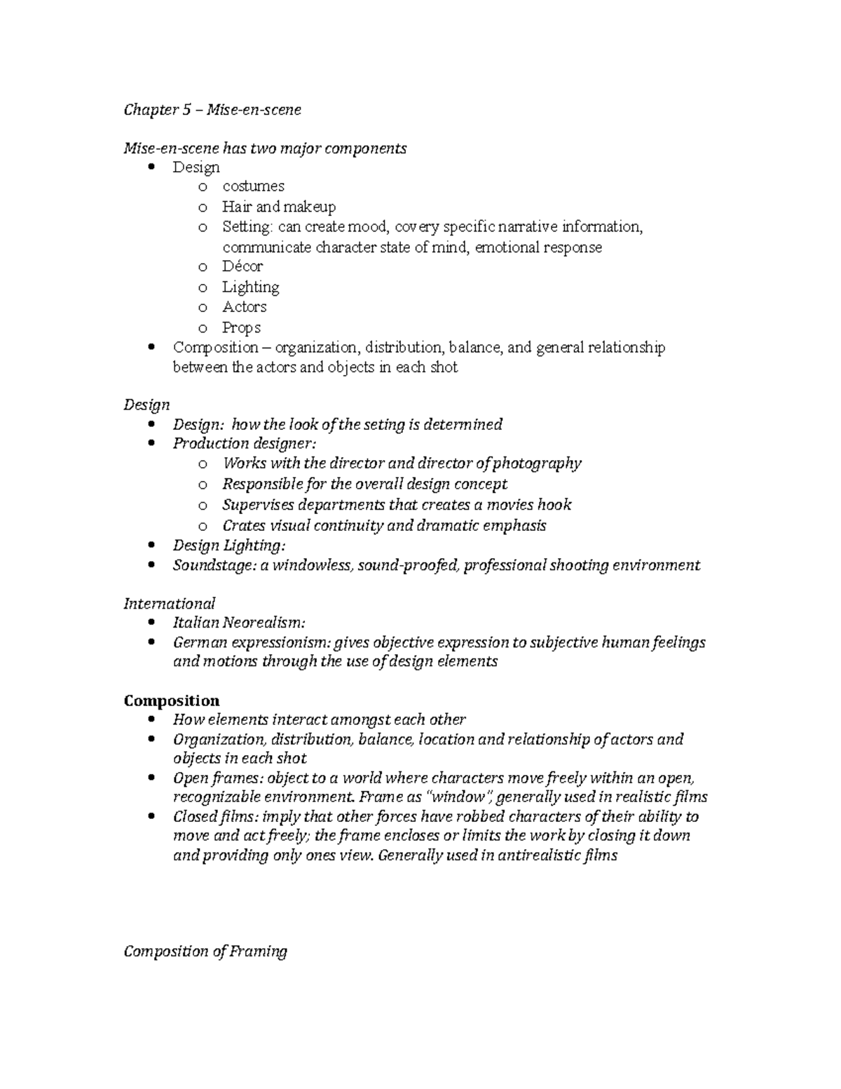 Chapter 5 – Mise-en-scene - Chapter 5 – Mise-en-scene Mise-en-scene has ...