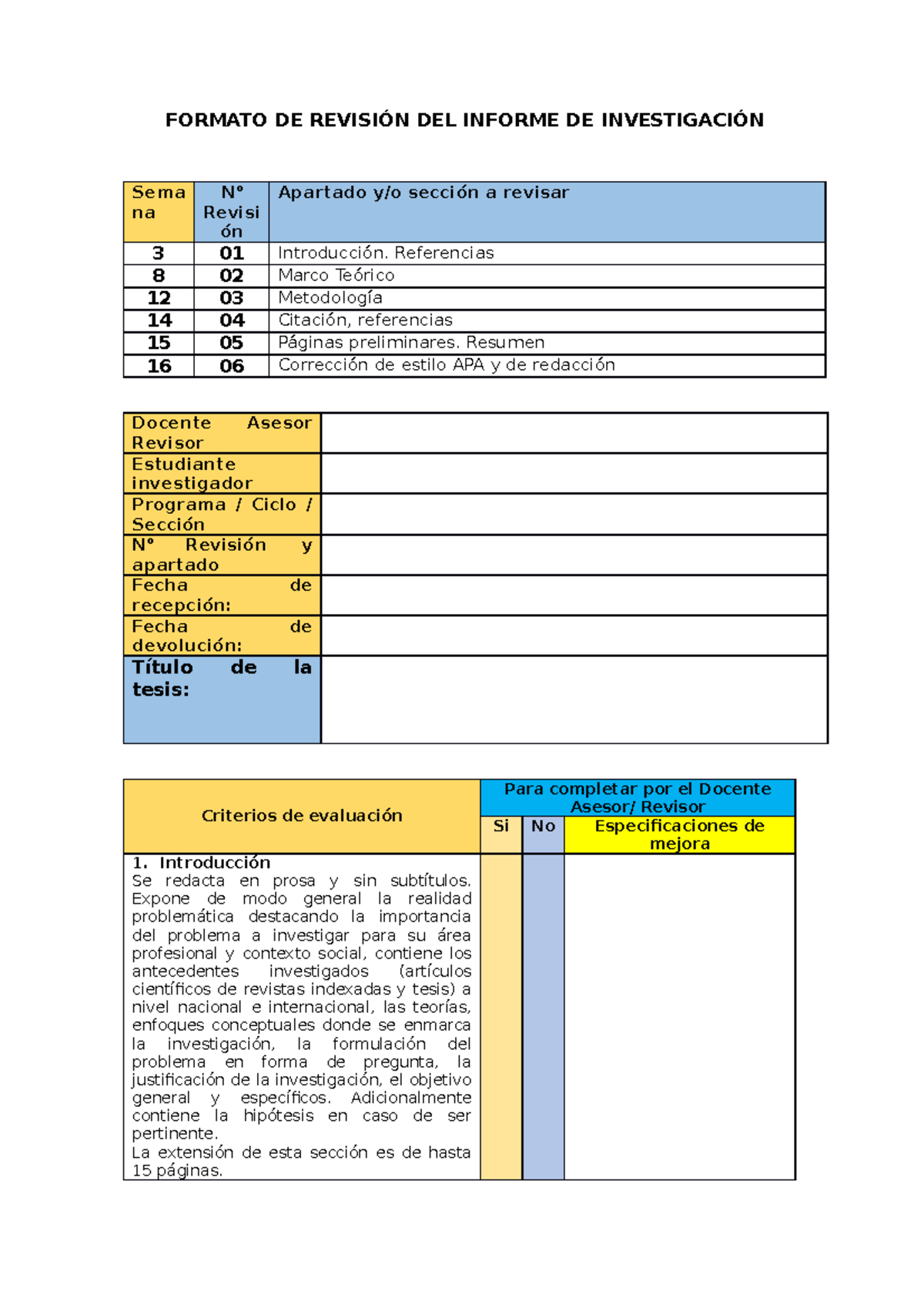 3 Check LIST Informe Tesis (Sesion 3) - FORMATO DE REVISIÓN DEL INFORME ...