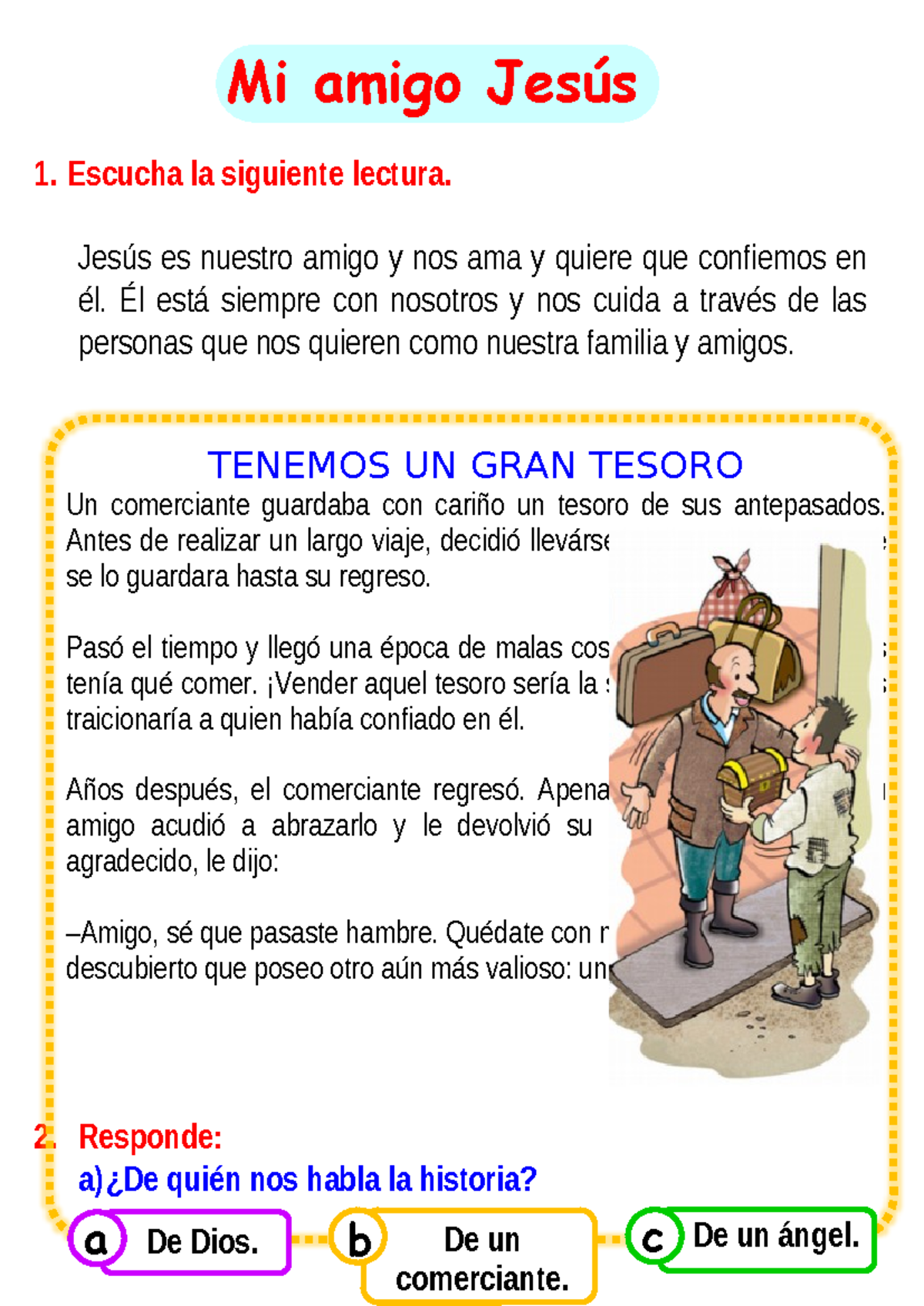 F. MI amigo Jesús - Religión - 1. Escucha la siguiente lectura. Jesús ...