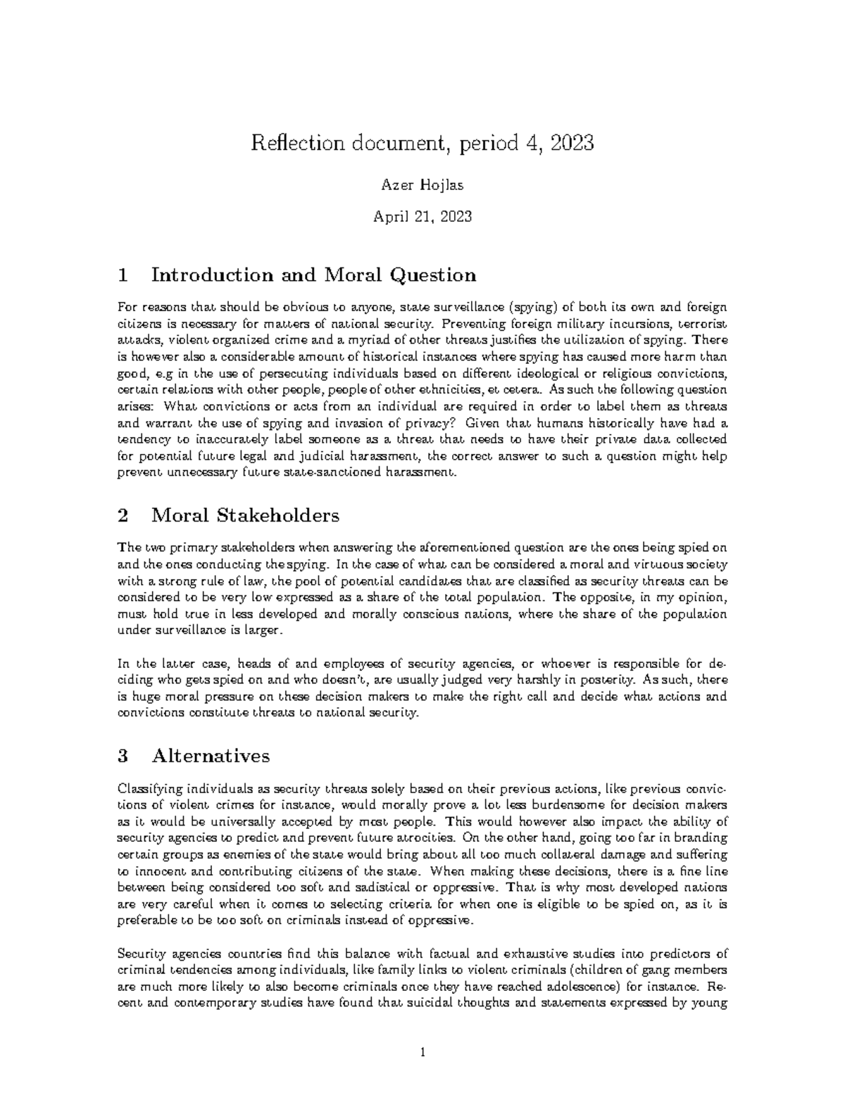 Reflection document period 4 2023 - Reflection document, period 4, 2023 ...
