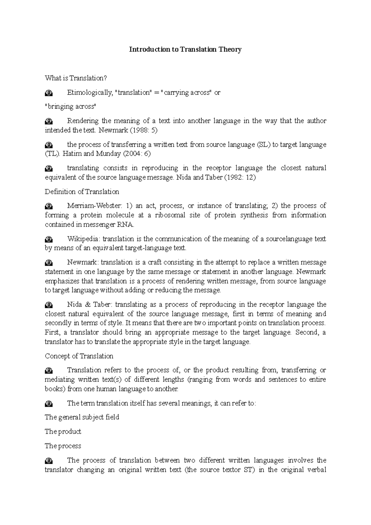 Translation Theory - Introduction to Translation Theory What is ...