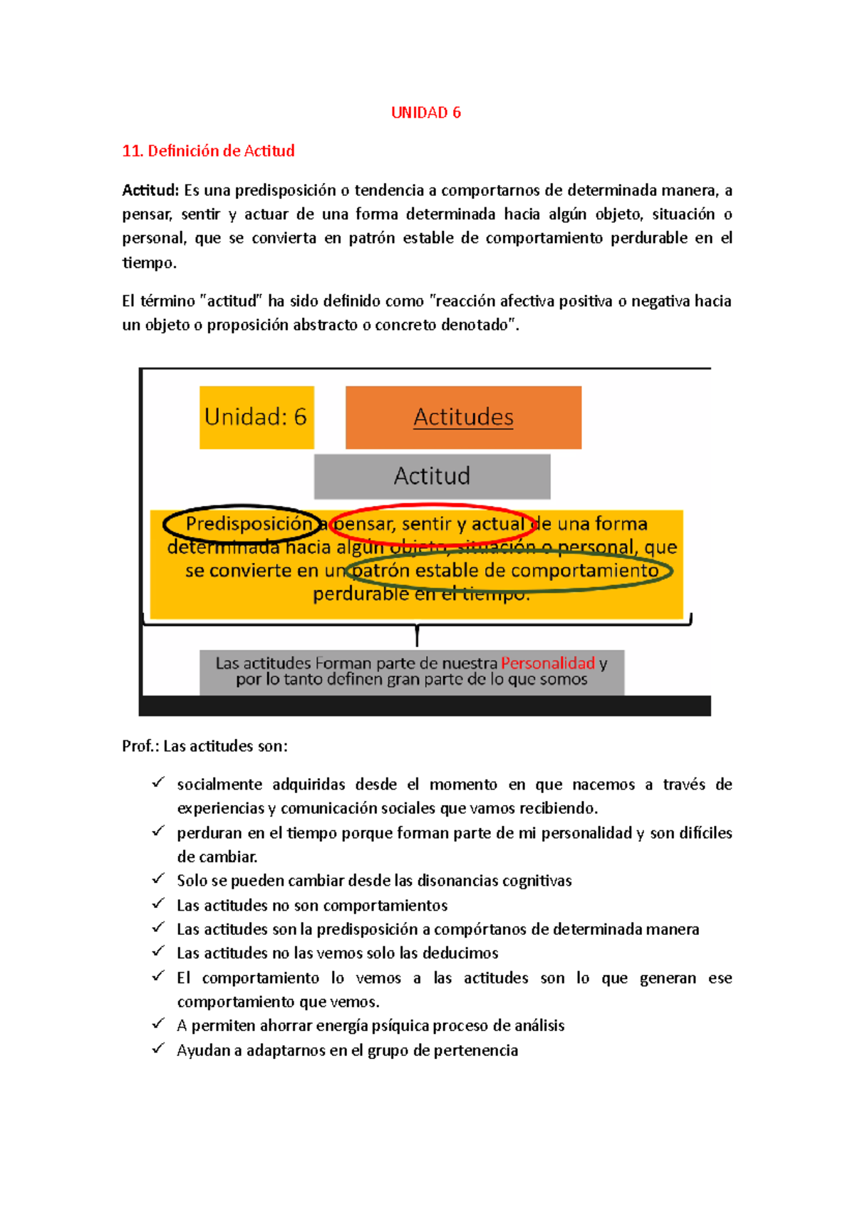 GUIA 6 Actitud - resumen clase - UNIDAD 6 Definición de Actitud Actitud ...