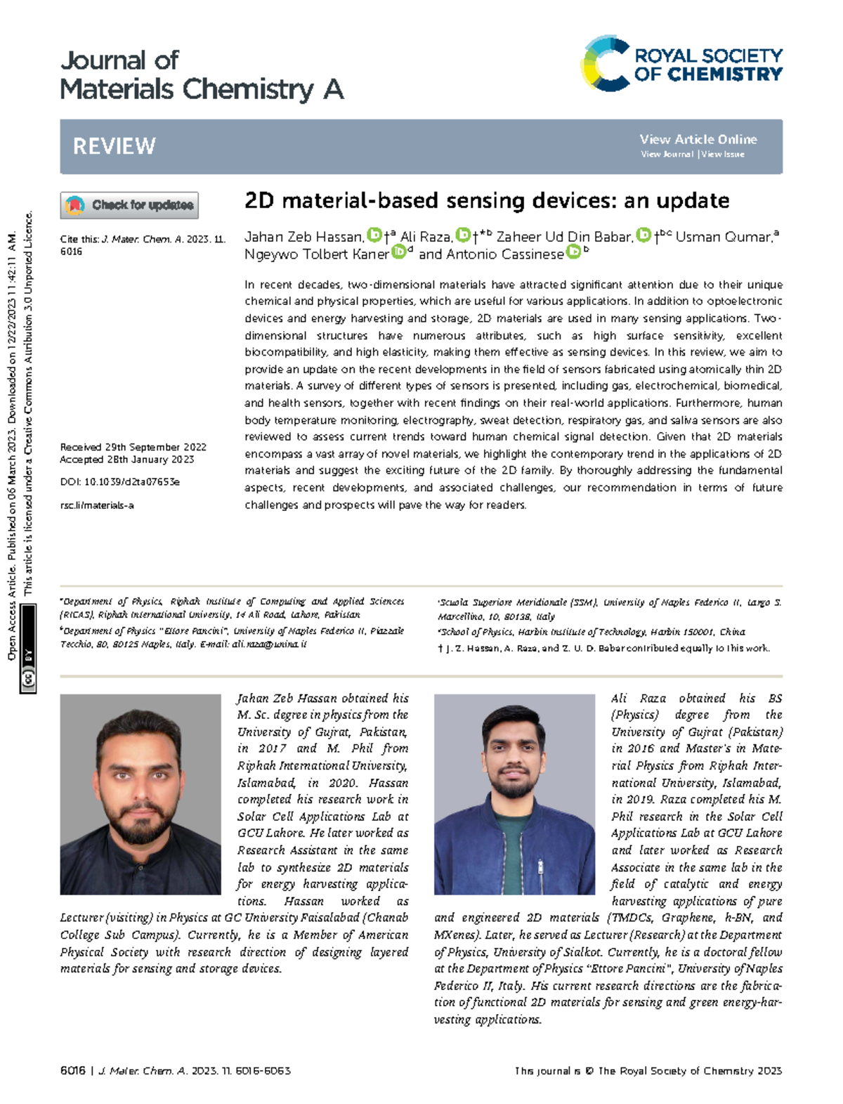 2D material-based sensing devices an update - In addition to optoelectronic devices and energy ...