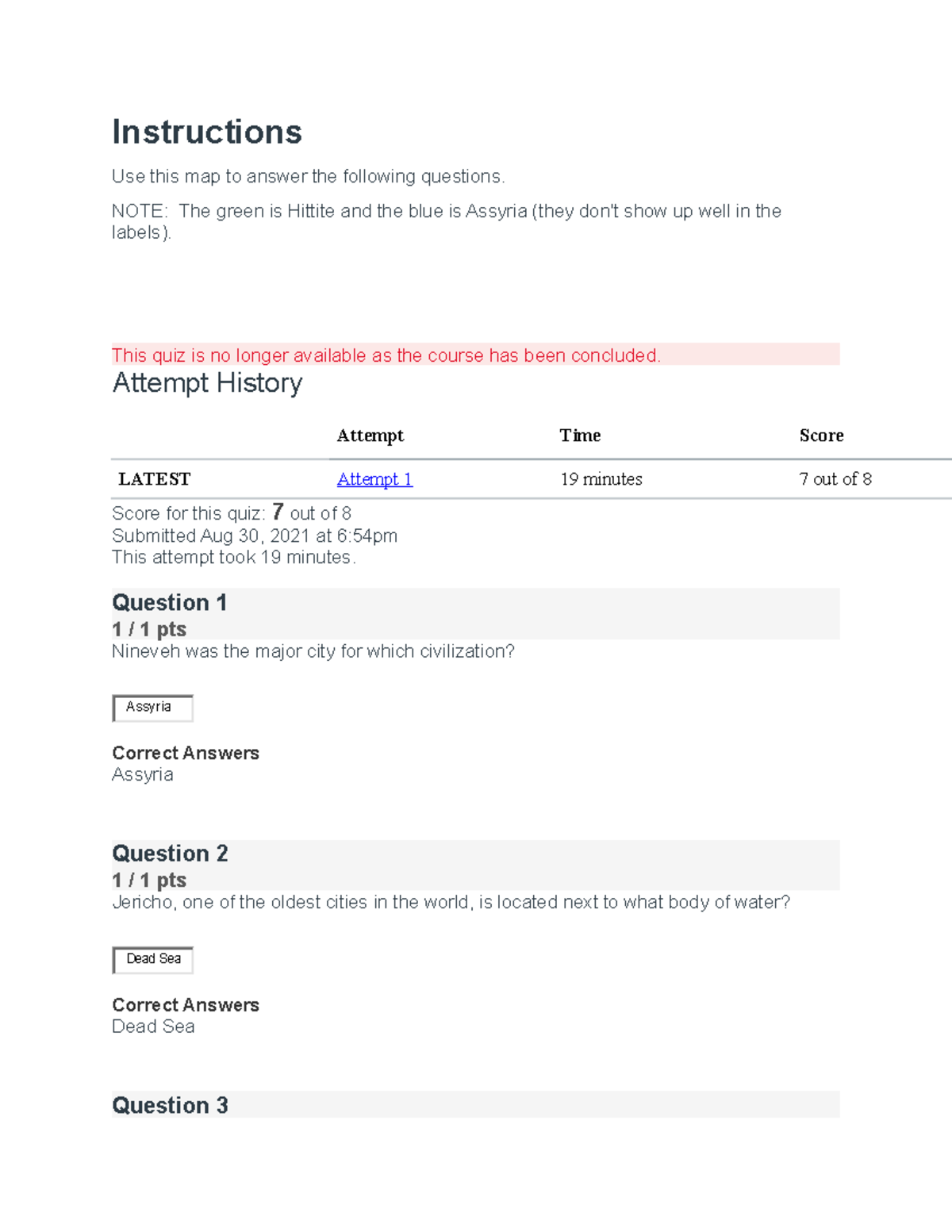 Map quiz 1 - Map quiz 1 - Instructions Use this map to answer the ...