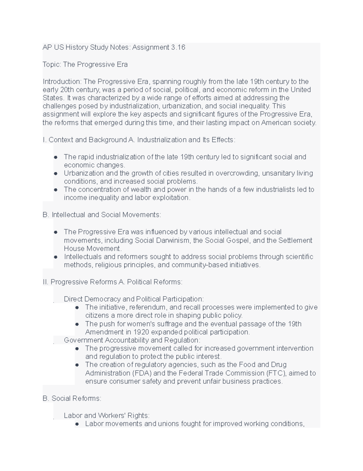 AP History notes 7p - AP US History Study Notes: Assignment 3. Topic ...