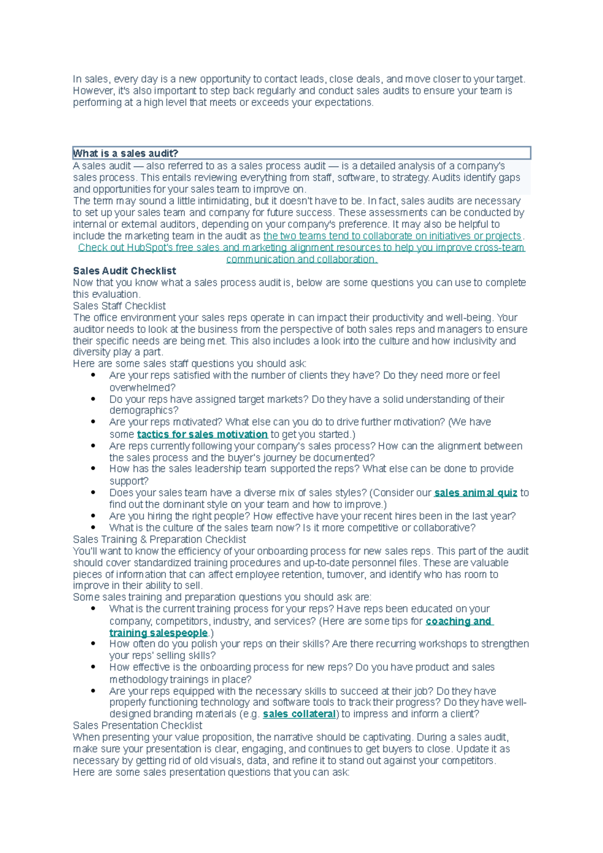 Sales Audit - In sales, every day is a new opportunity to contact leads ...