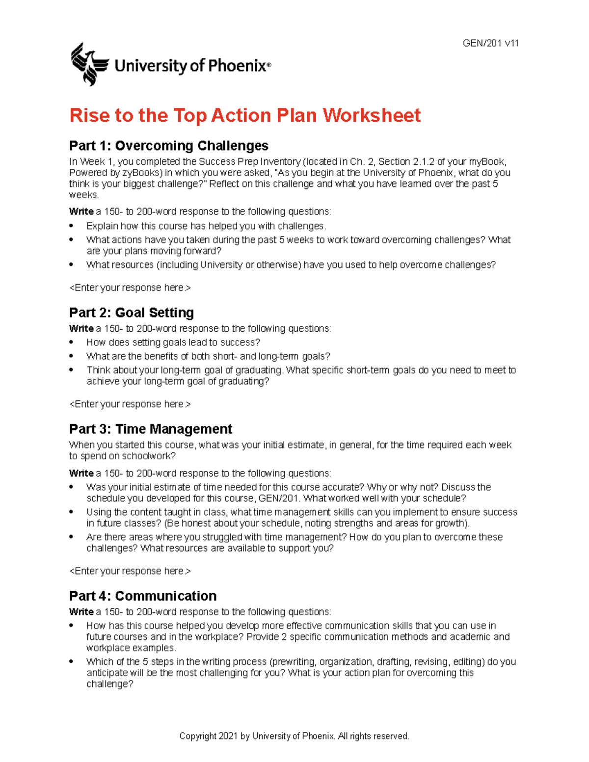 Gen201 v11 wk5 rise to the top action plan worksheet 2022 - GEN/201 v ...