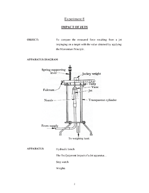 Pdfcoffee - lab report - EXPERIMENT NO. 1 Energy Losses in Bends Introduction This report ...