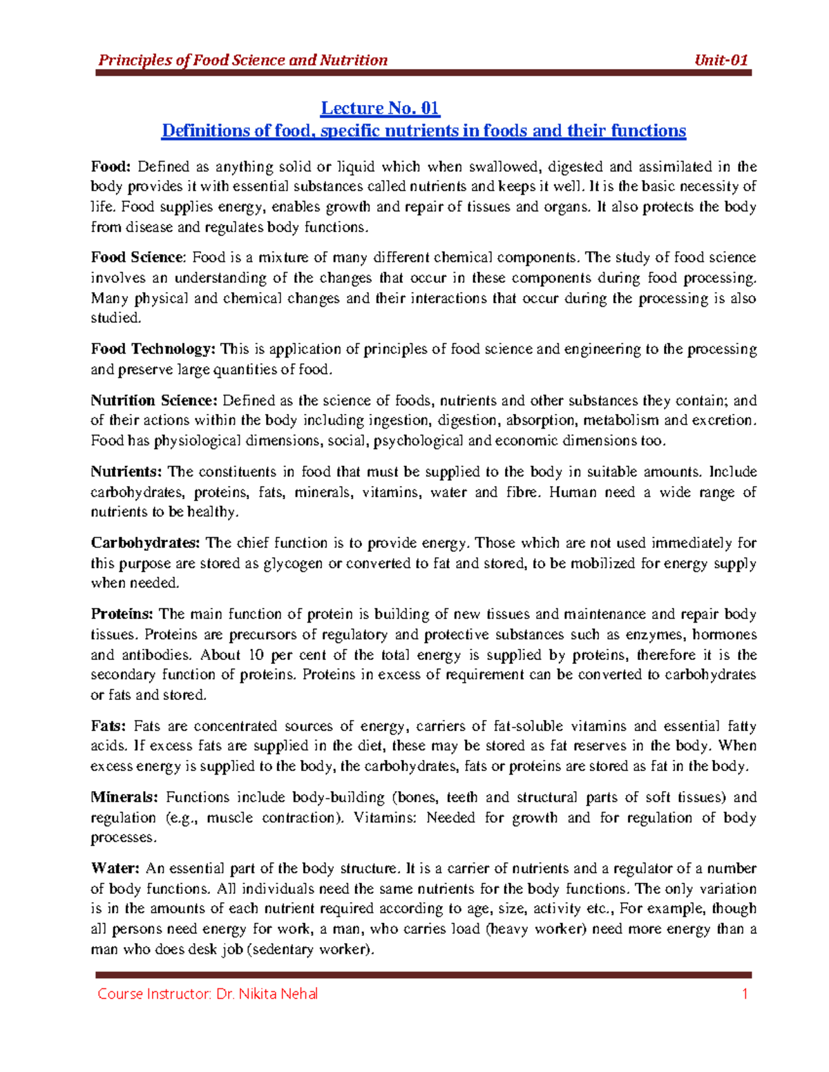 1. Basic Terms - GOOD NOTES - Principles of Food Science and Nutrition ...