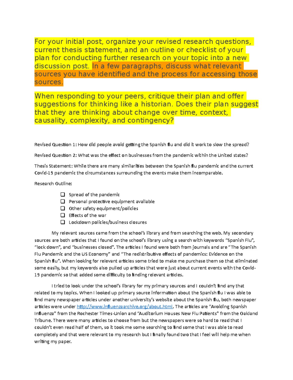 Discussion 5 - Dicussion for class - For your initial post, organize ...