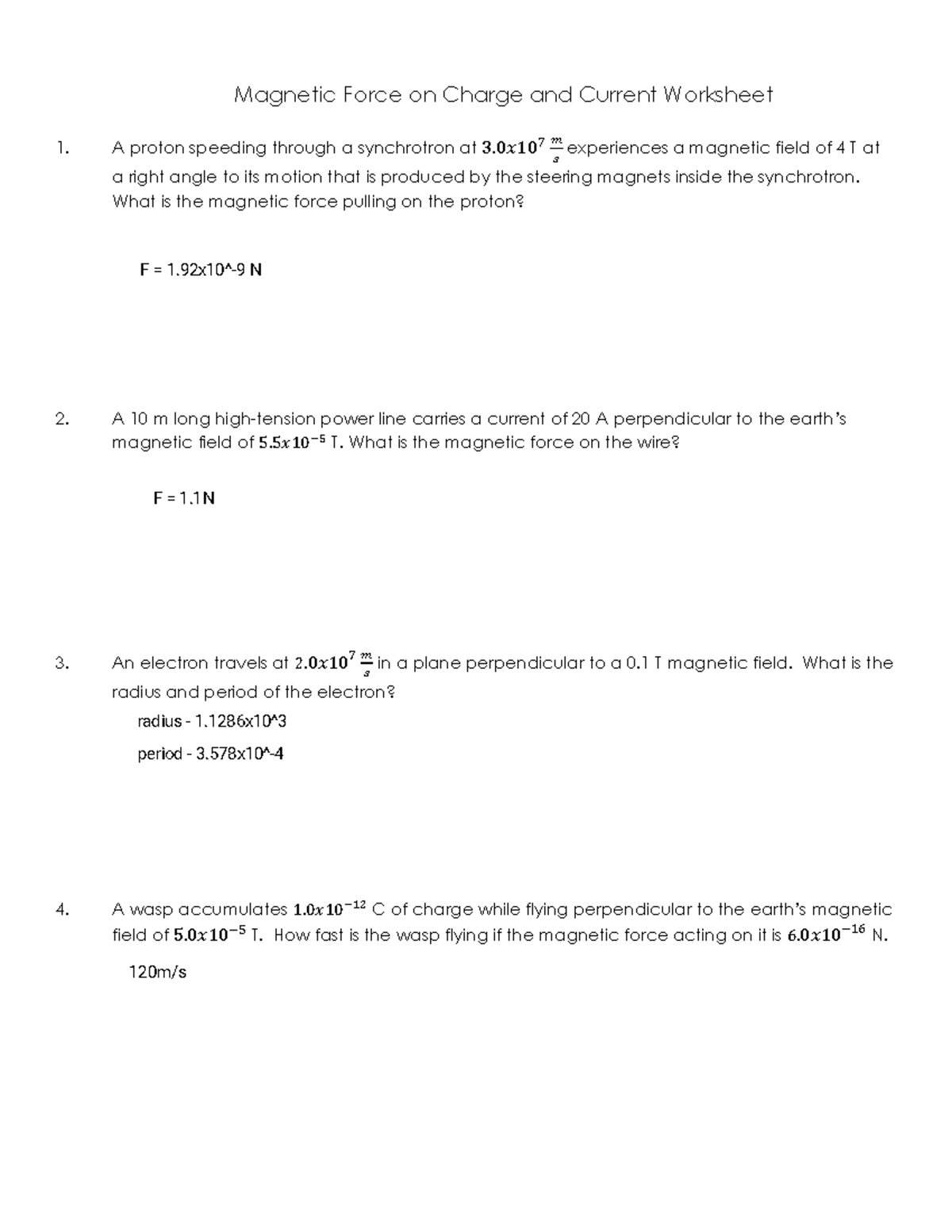 Kami Export - Magnetic Force on Charge and Current Worksheet - Magnetic ...
