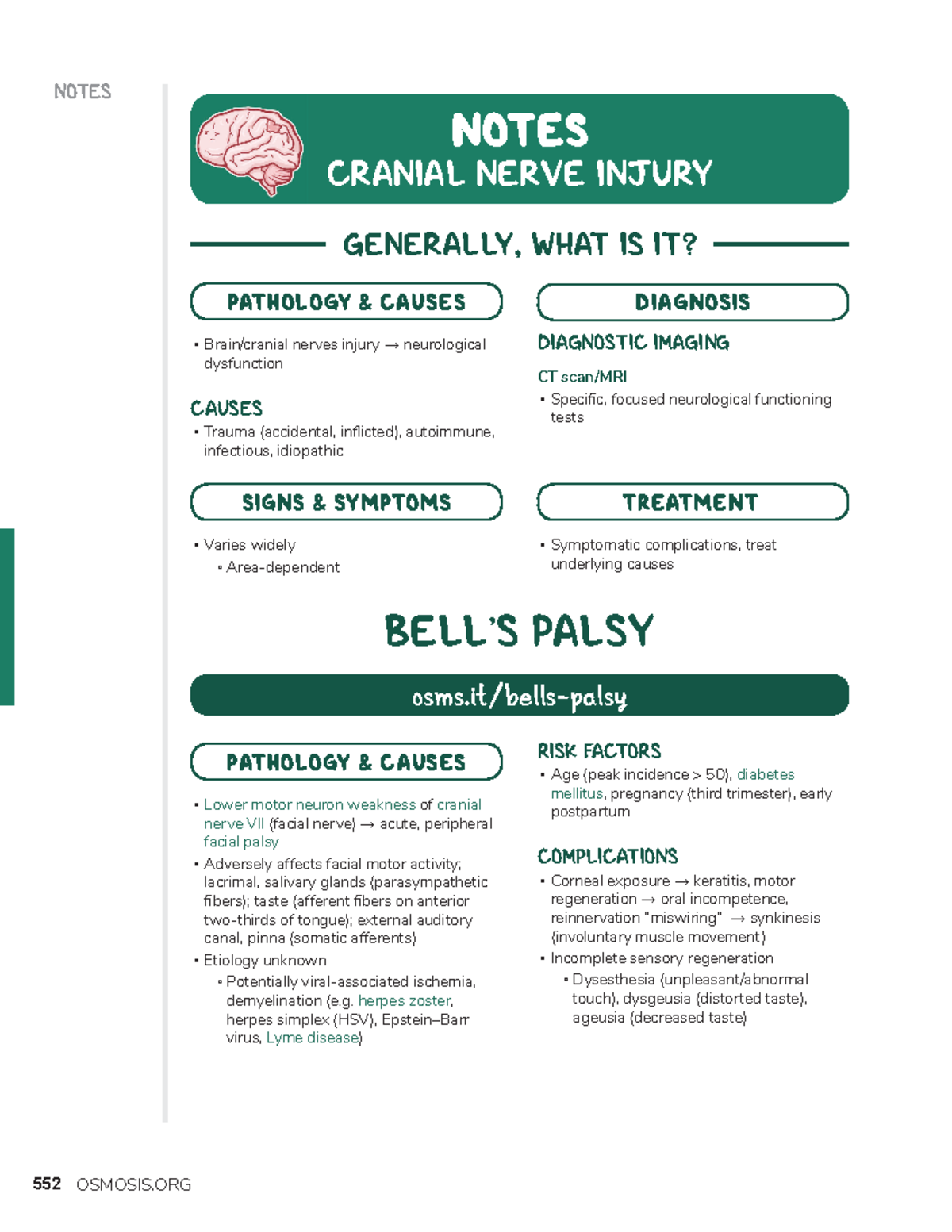 Cranial nerve injury - neurology course - 552 NOTES OSMOSIS NOTES ...