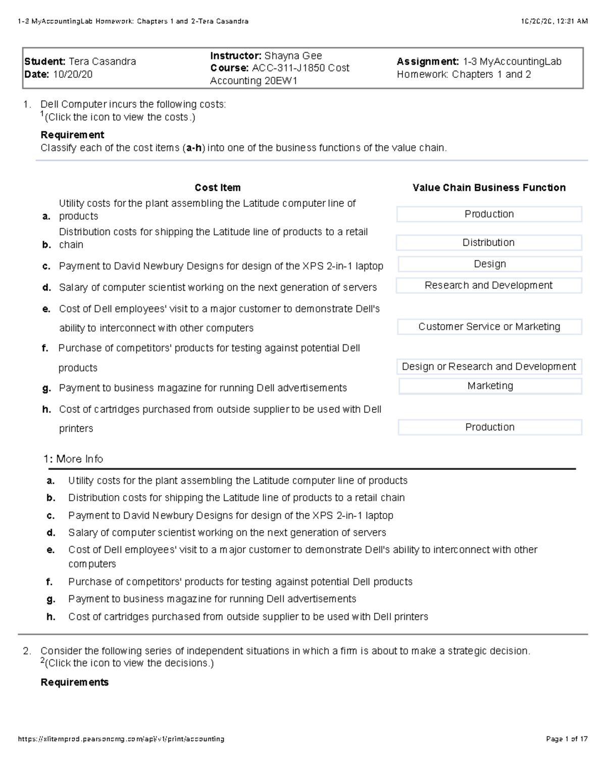 Solutions 1 3 My Accounting Lab Homework Chapters 1 and 2 - 1. 2 ...
