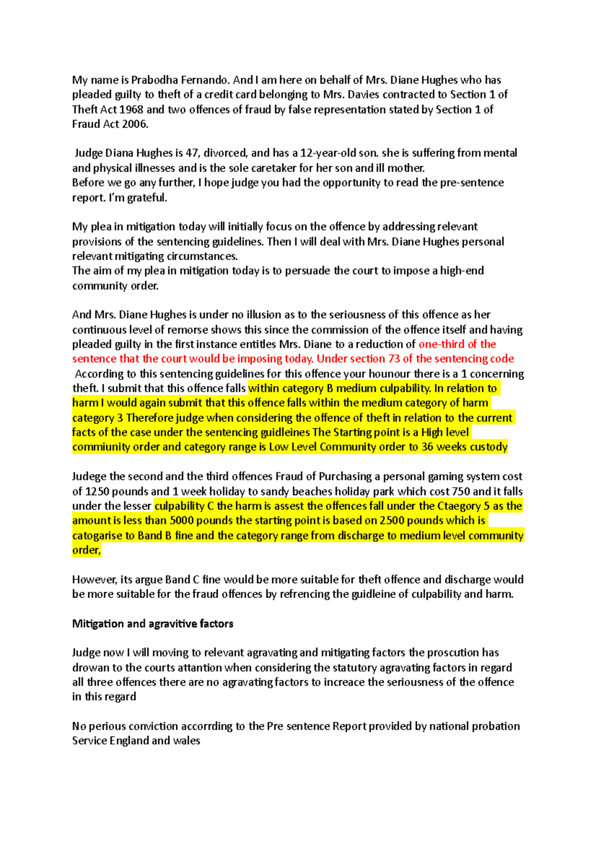 My name is Prabodha Fernando - And I am here on behalf of Mrs. Diane ...