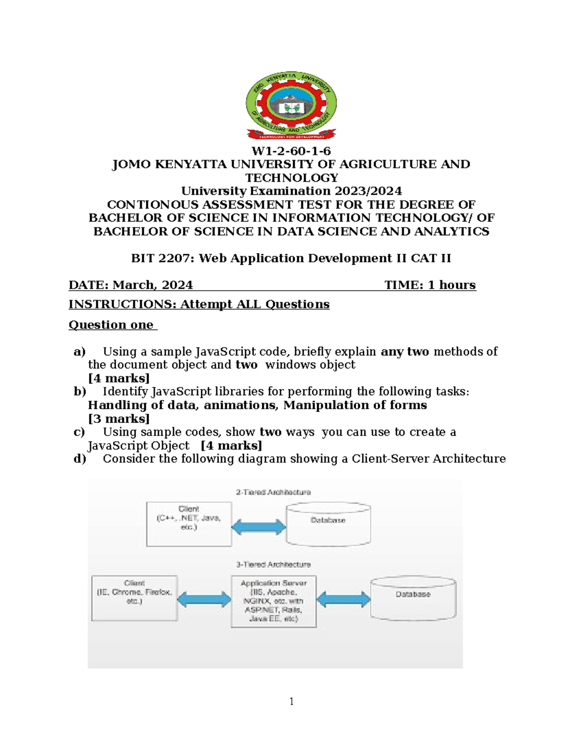 Web Development II CAT - W1-2-60-1- JOMO KENYATTA UNIVERSITY OF ...