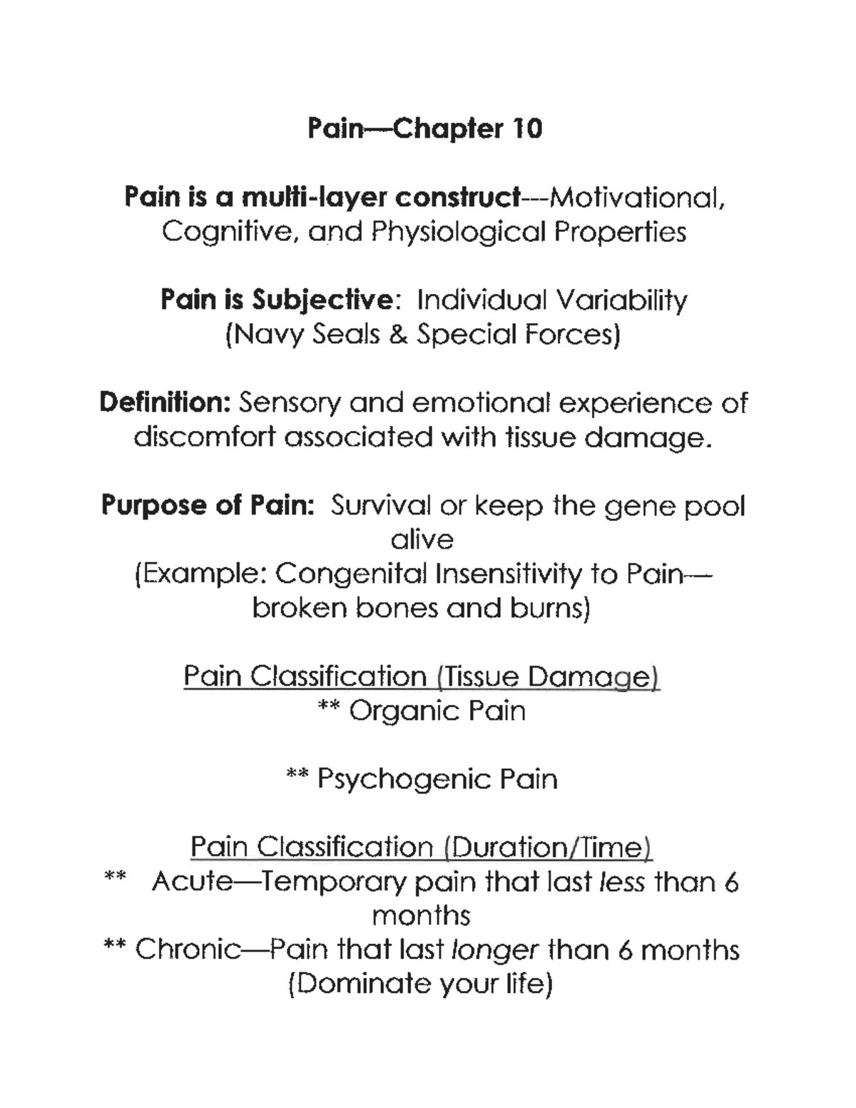 Pain Lecture Part 1 slides-1 - PSYC 430 - UT Knoxville - Studocu