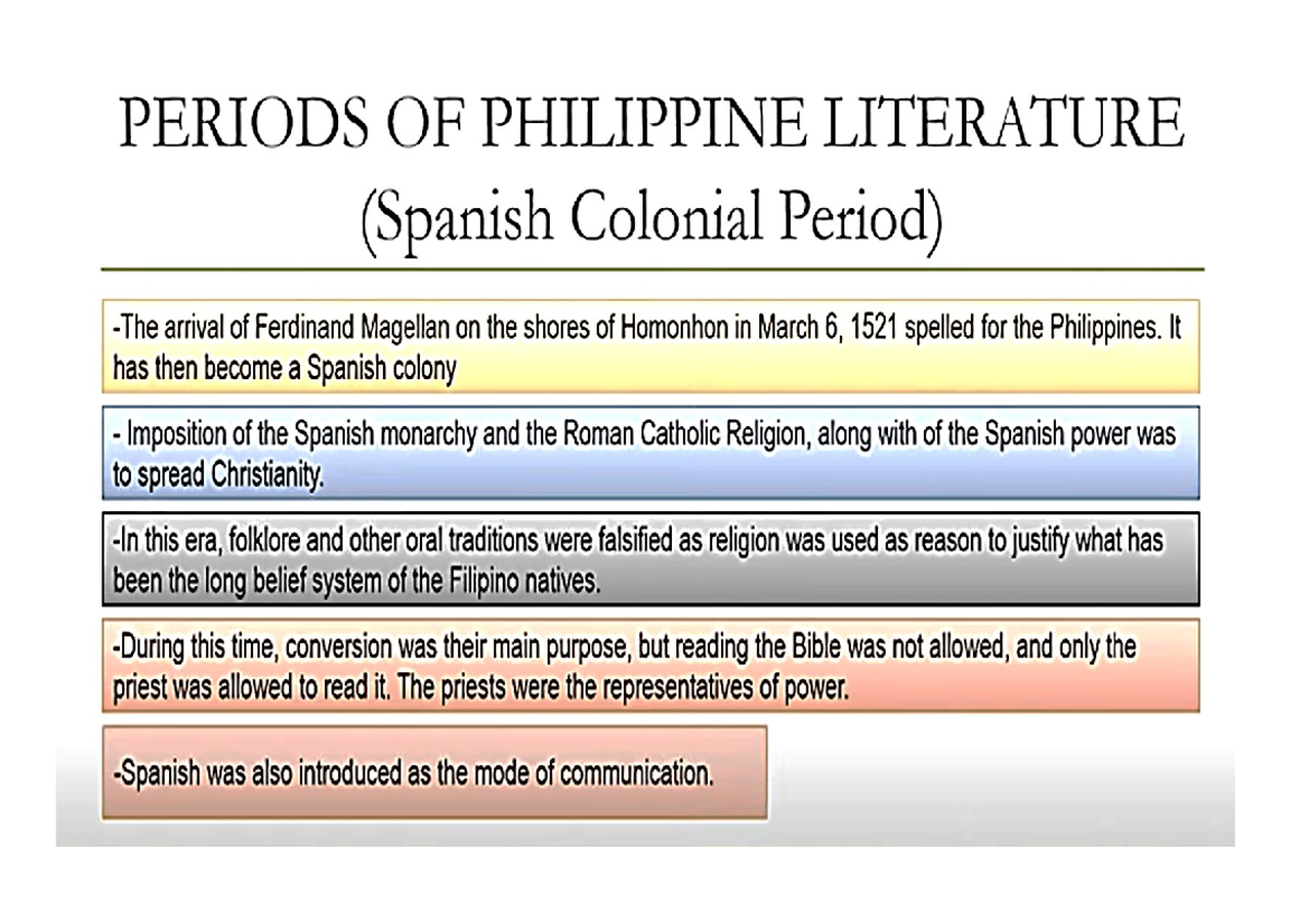 Visual on spanish colonial period - BSED English - Studocu