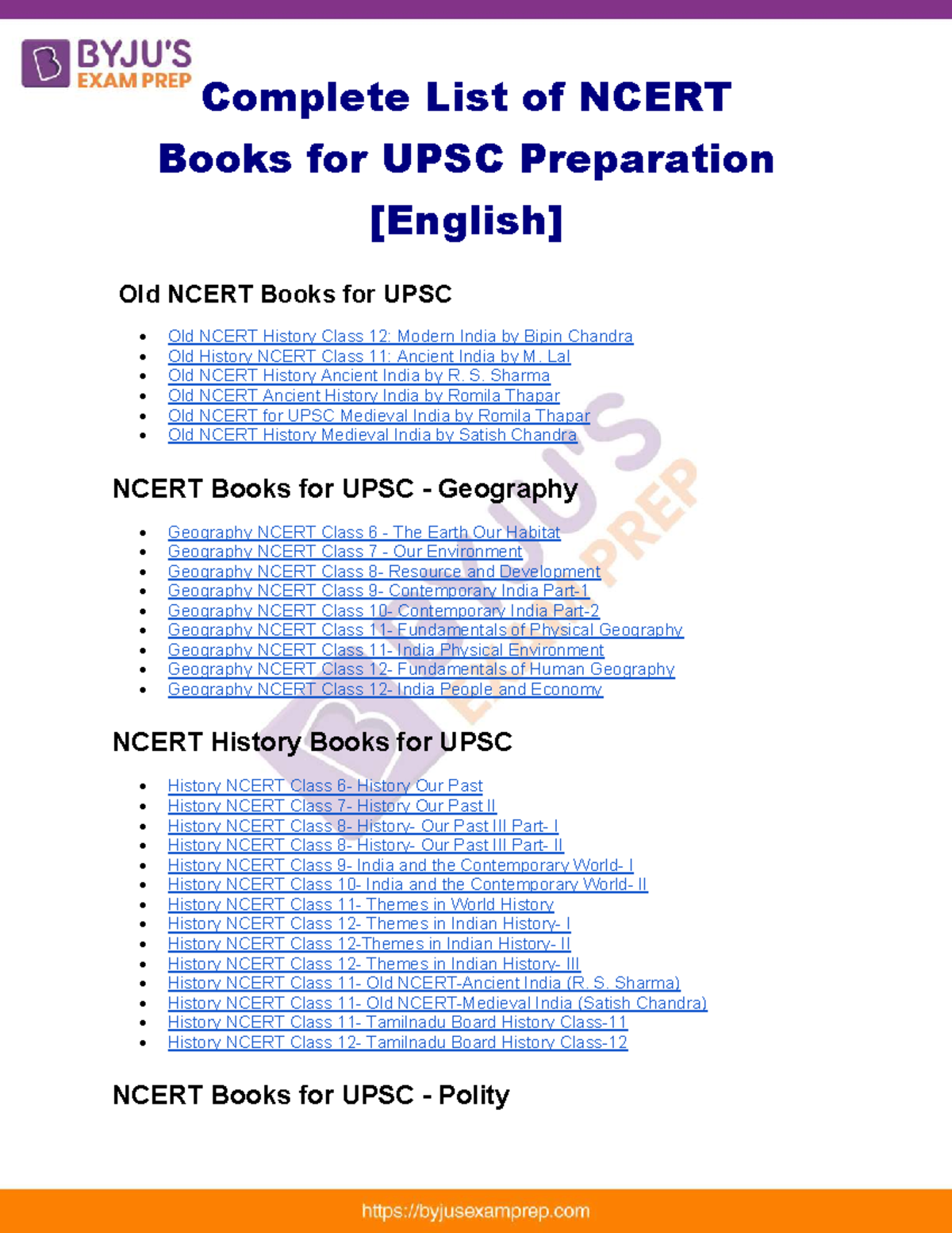 List of ncert books for upsc preparation in english 82 - Complete List ...