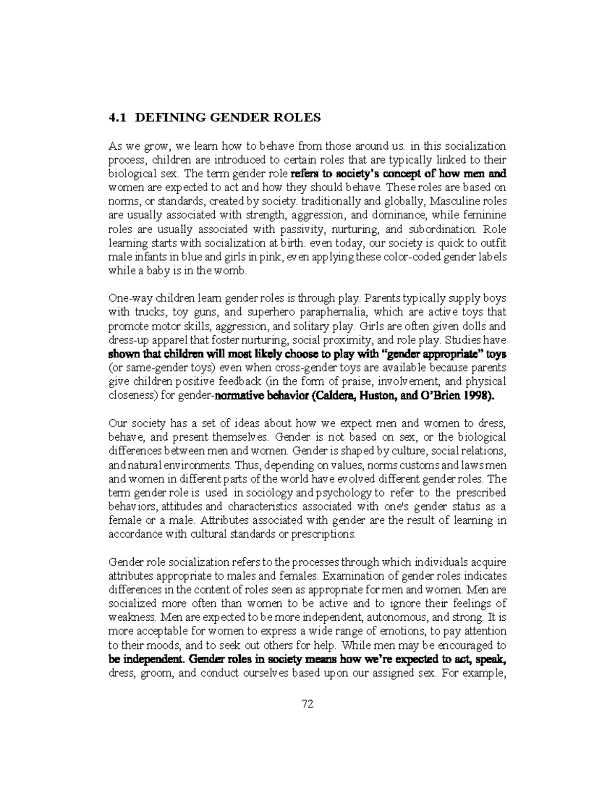 Handout 4 - Gender Roles (a) - 4 DEFINING GENDER ROLES As we grow, we ...