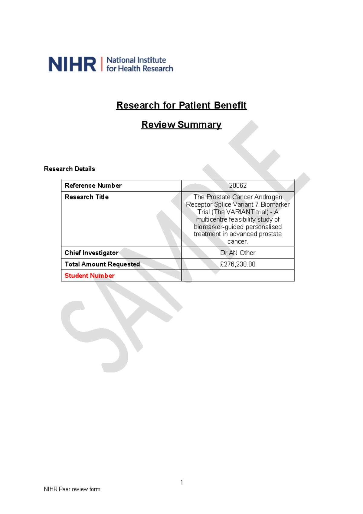 Final Peer Review Form Template - Research for Patient Benefit Review ...