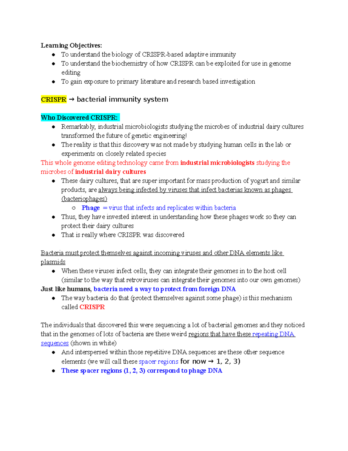 Module 10 CRISPR - Learning Objectives: To understand the biology of ...