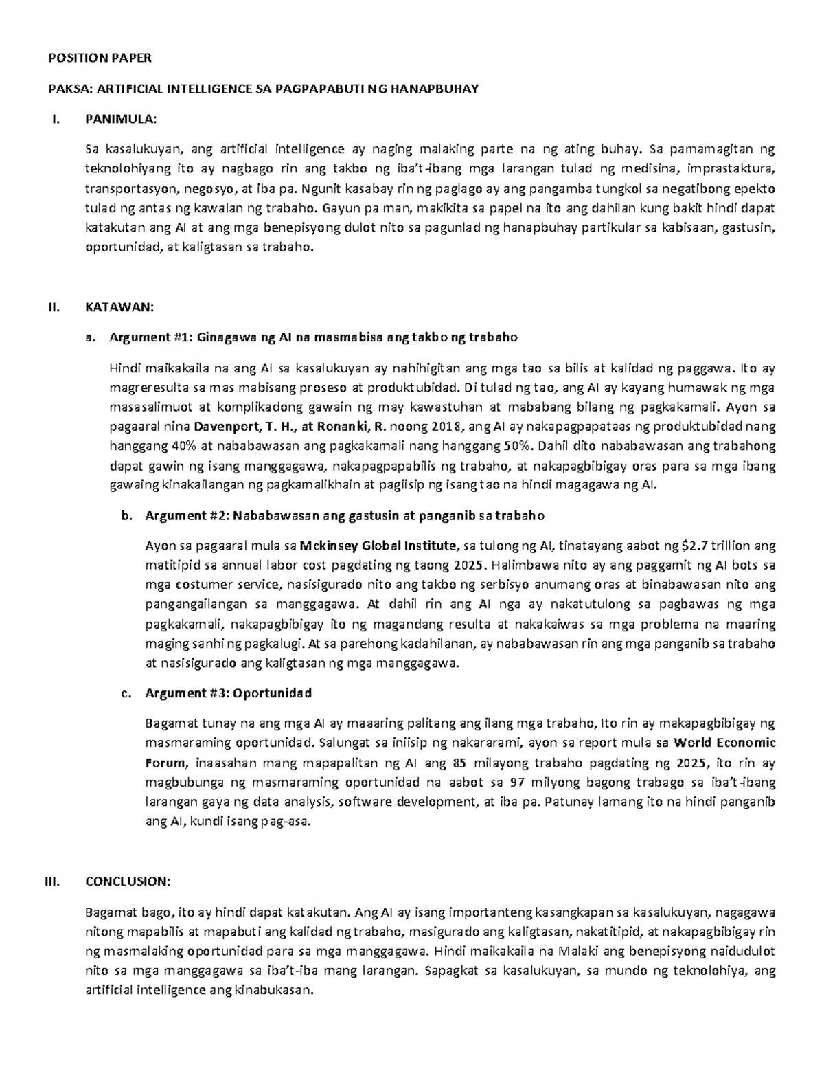 677871176- Position- Paper - POSITION PAPER PAKSA: ARTIFICIAL ...
