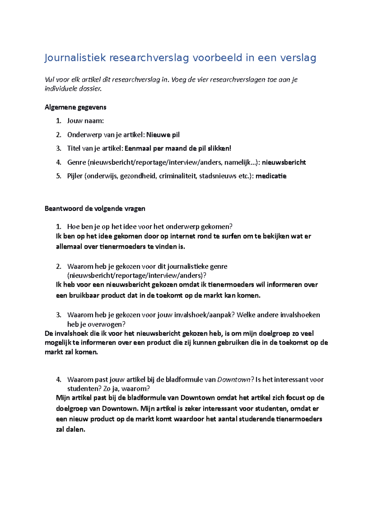 Journalistiek researchverslag voorbeeld in een verslag - Voeg de vier ...