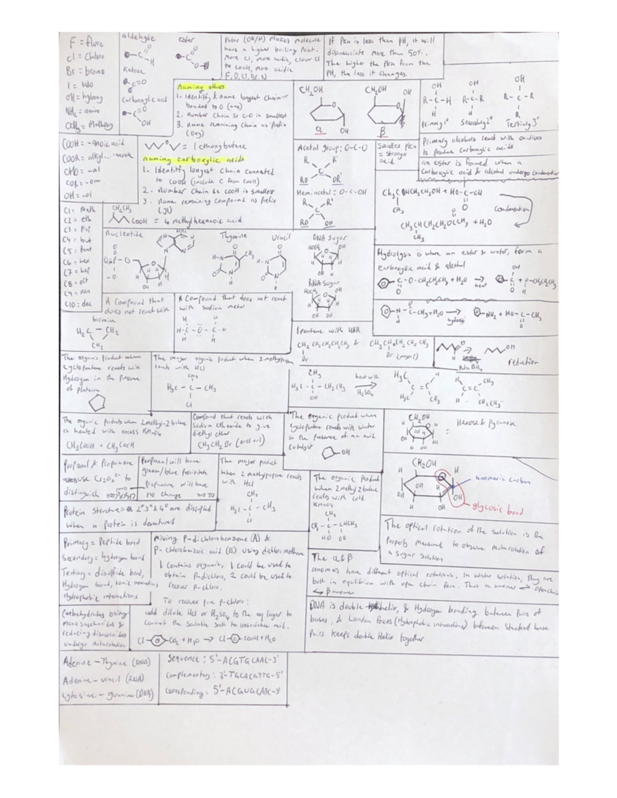 Organic Chem Exam 2 Cheat Sheet - 065212 - Studocu