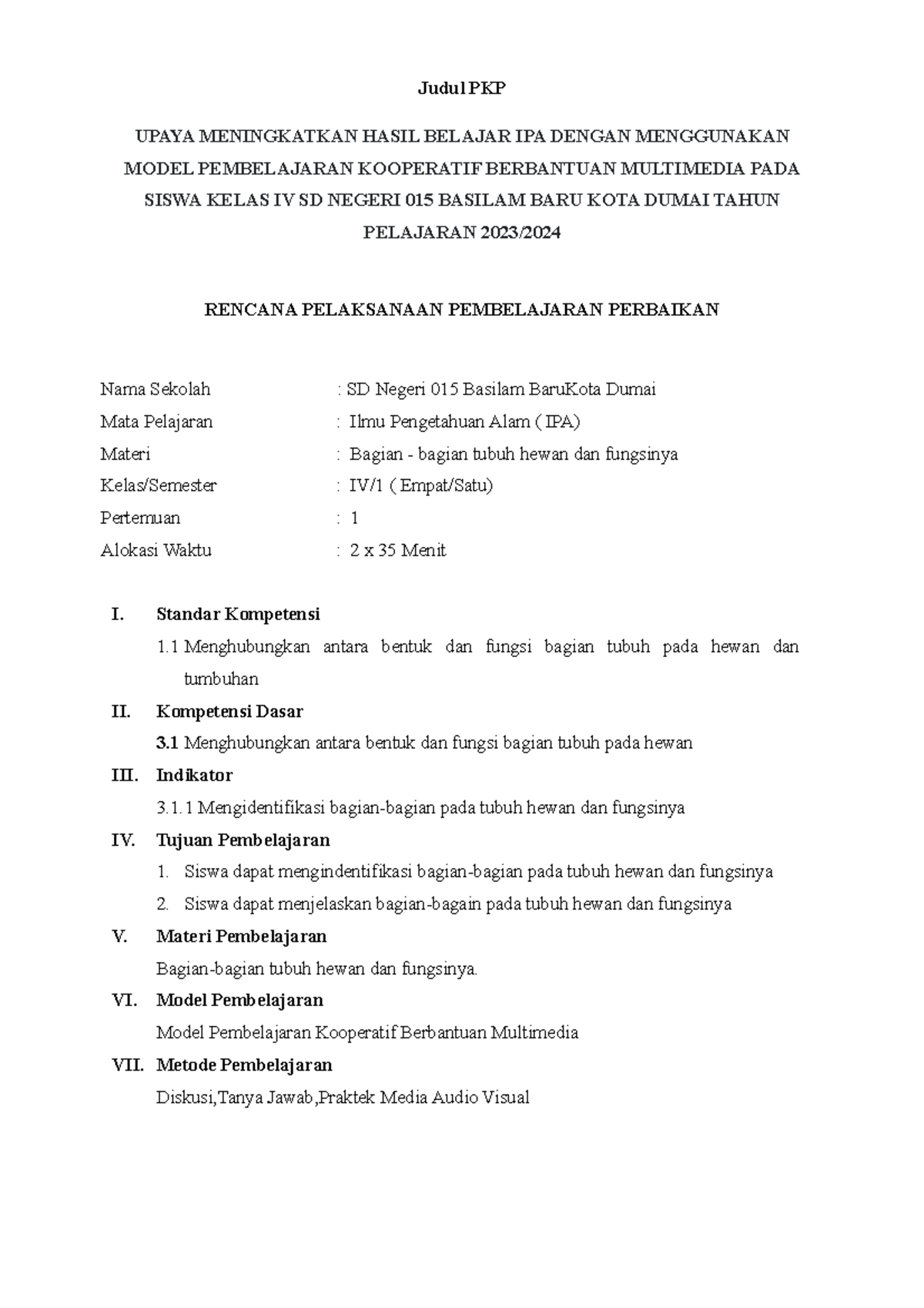 Judul PKP dan RPP - selamat bekerja - Judul PKP UPAYA MENINGKATKAN ...