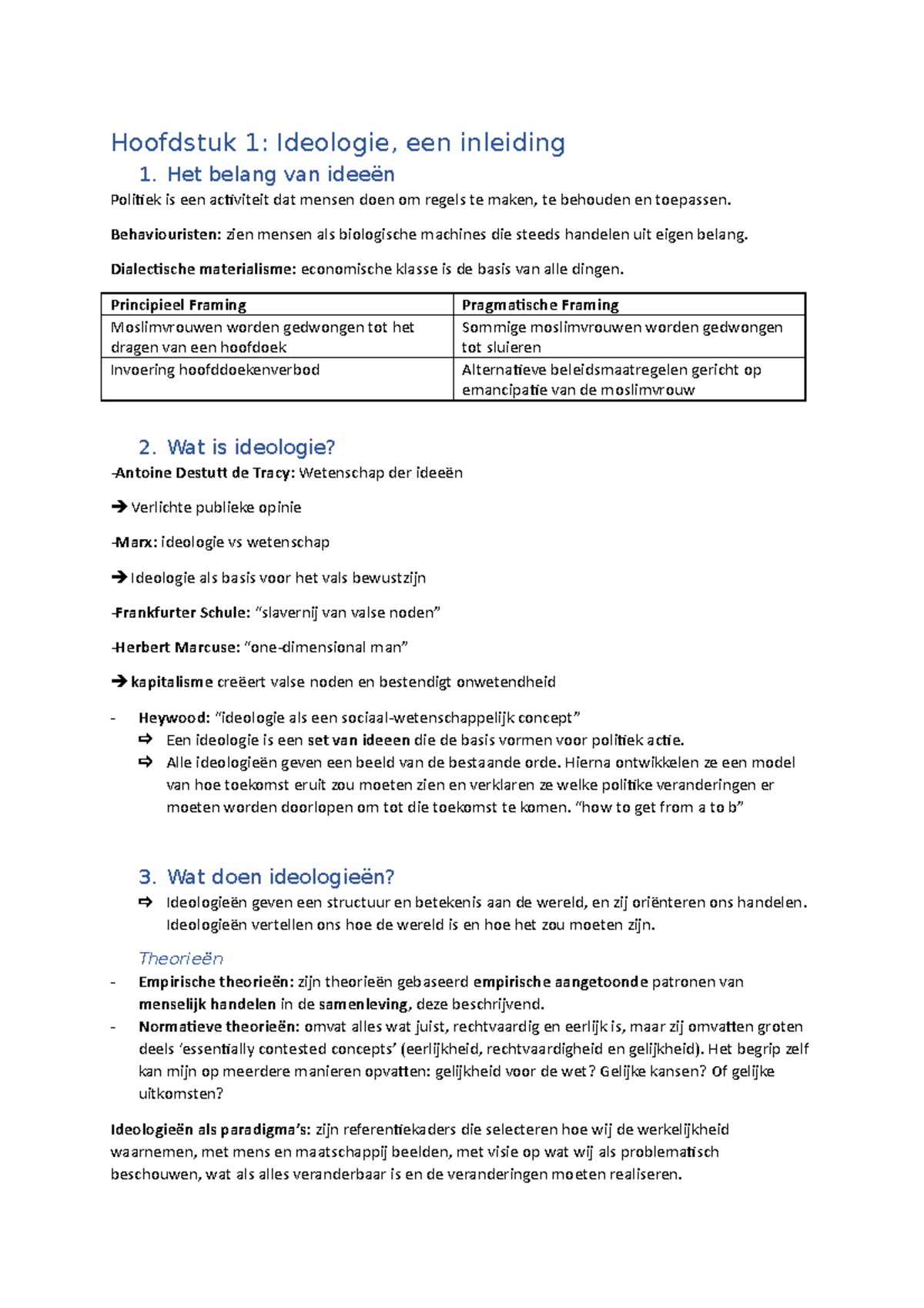 Politiek - Hoofdstuk 1: Ideologie, een inleiding 1. Het belang van ...