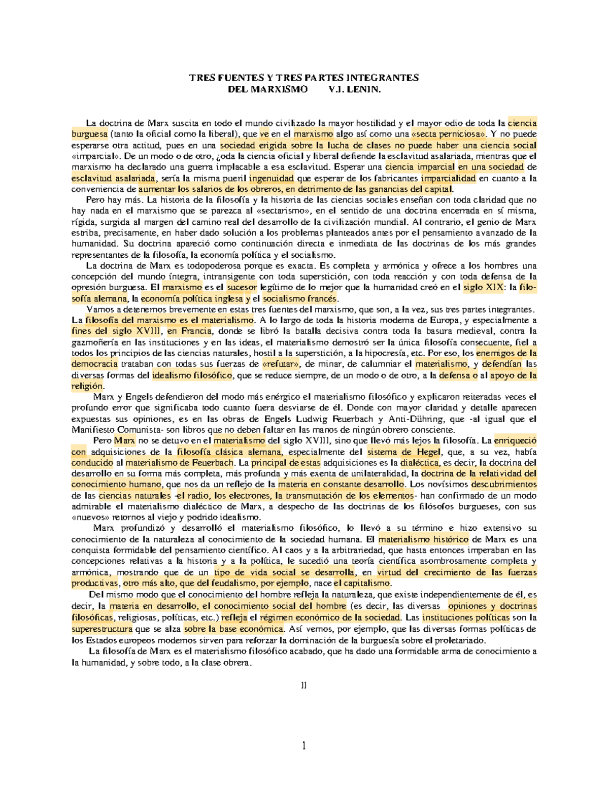 Lenin Tres fuentes y tres partes integrantes del marxismo - TRES ...