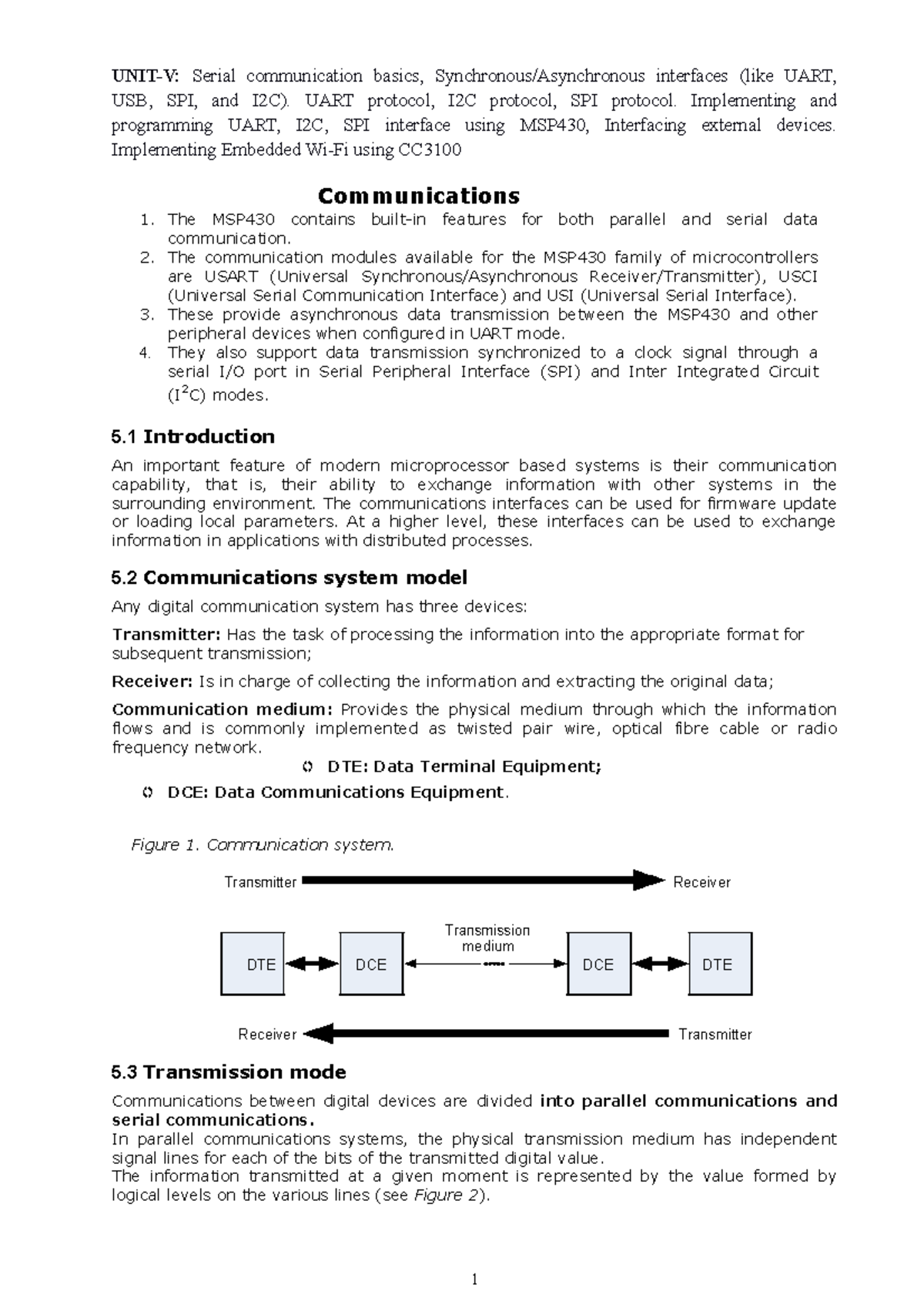 Unit 5 R15 final - unit 5 material - UNIT-V: Serial communication basics, Synchronous ...