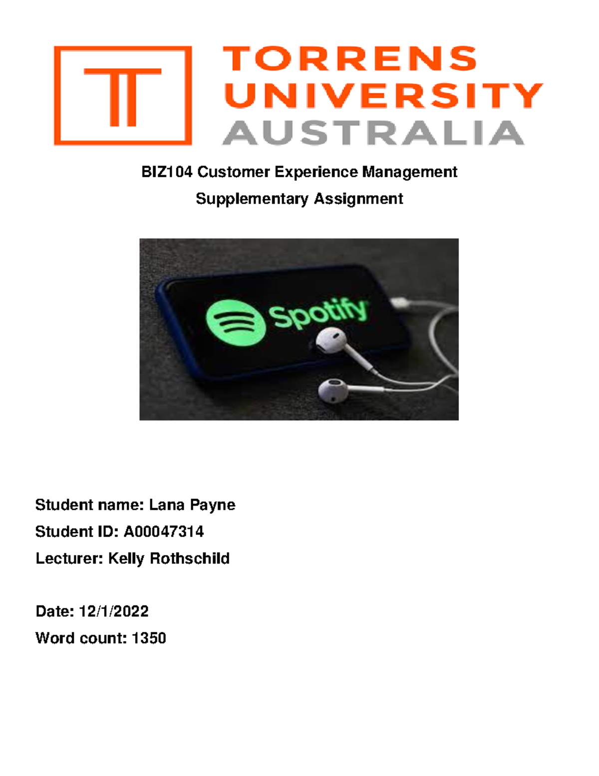 BIZ104 Supplimentary LPayne - BIZ104 Customer Experience Management ...