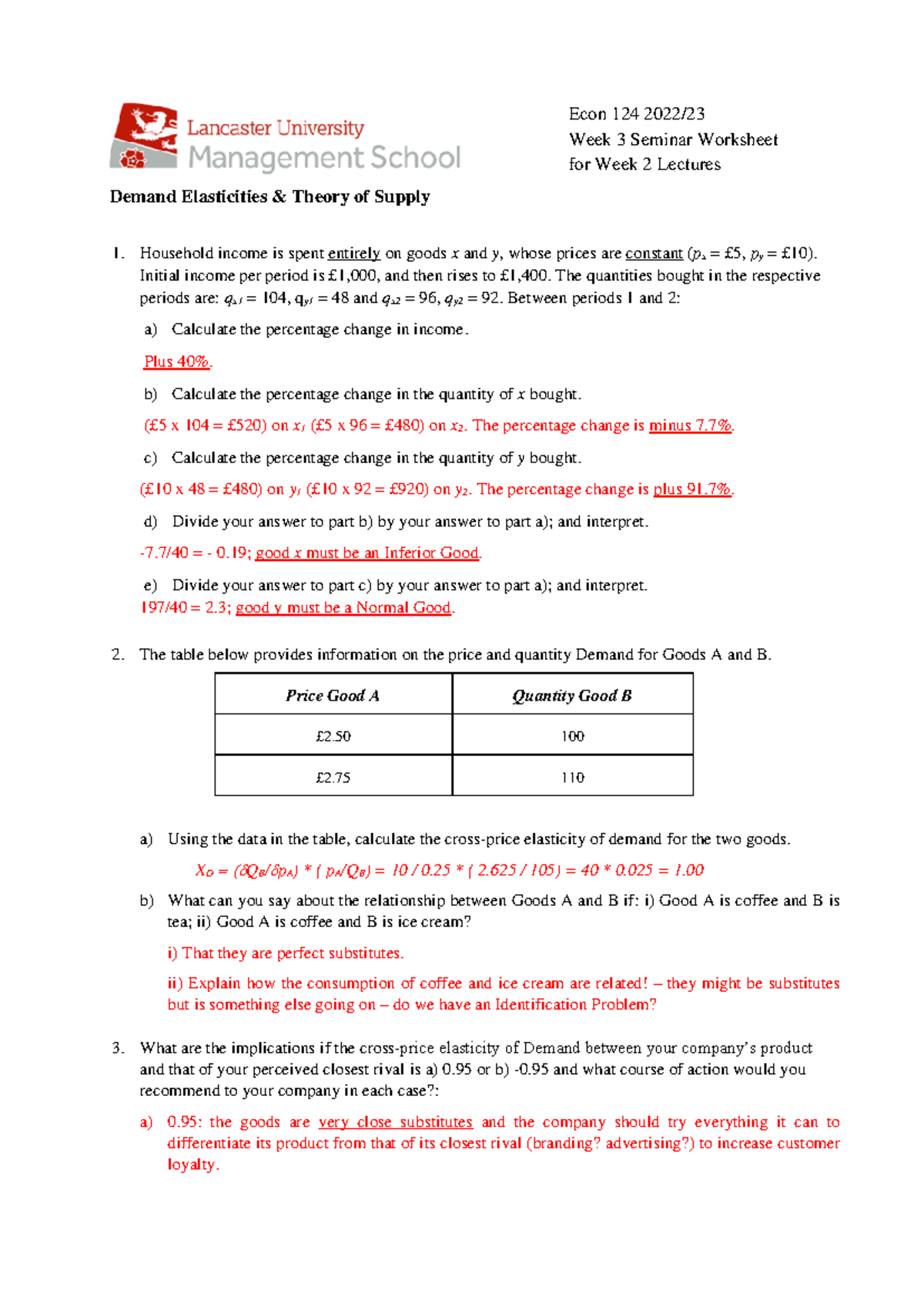 Econ 124 Week 3 (Week 2 Lectures) Seminar Worksheet solutions, 2022-23 - Household income is ...