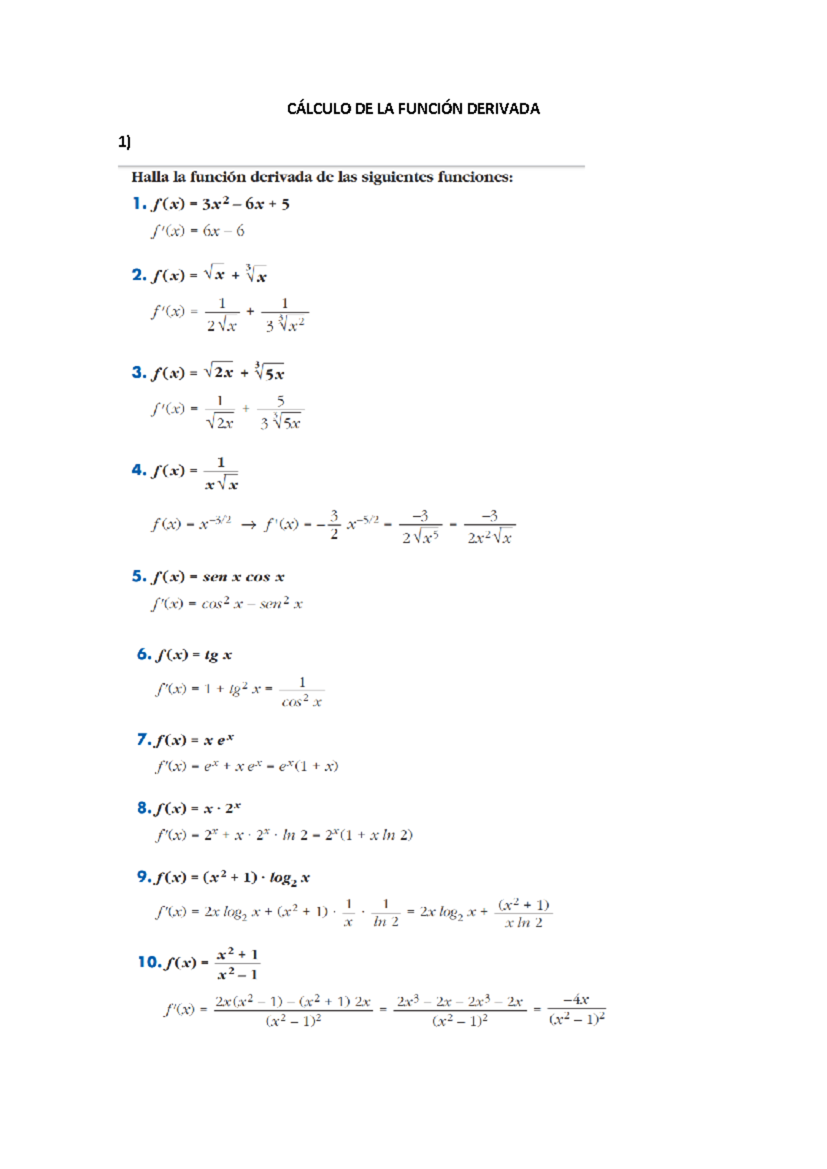 Ejercicios Resueltos Derivadas (III) -Reglas derivación 1 - Matemáticas ...