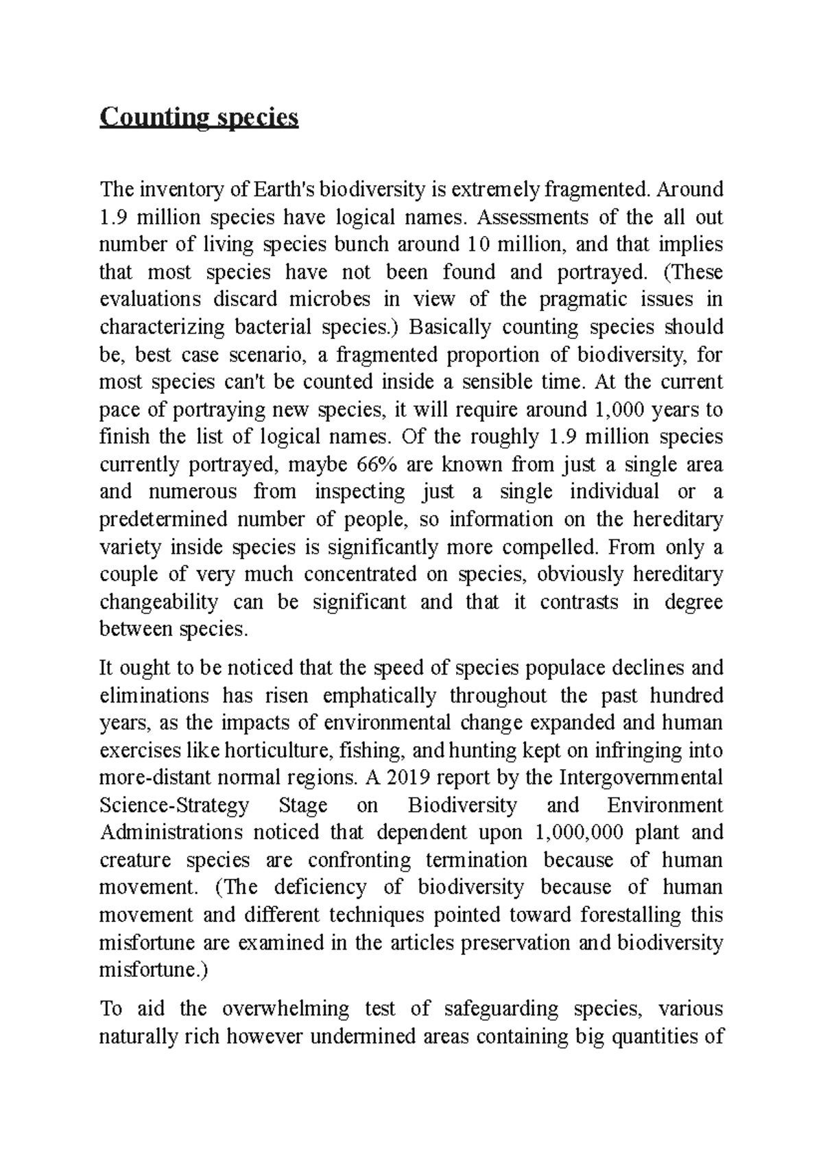 Counting species - Counting species The inventory of Earth's ...