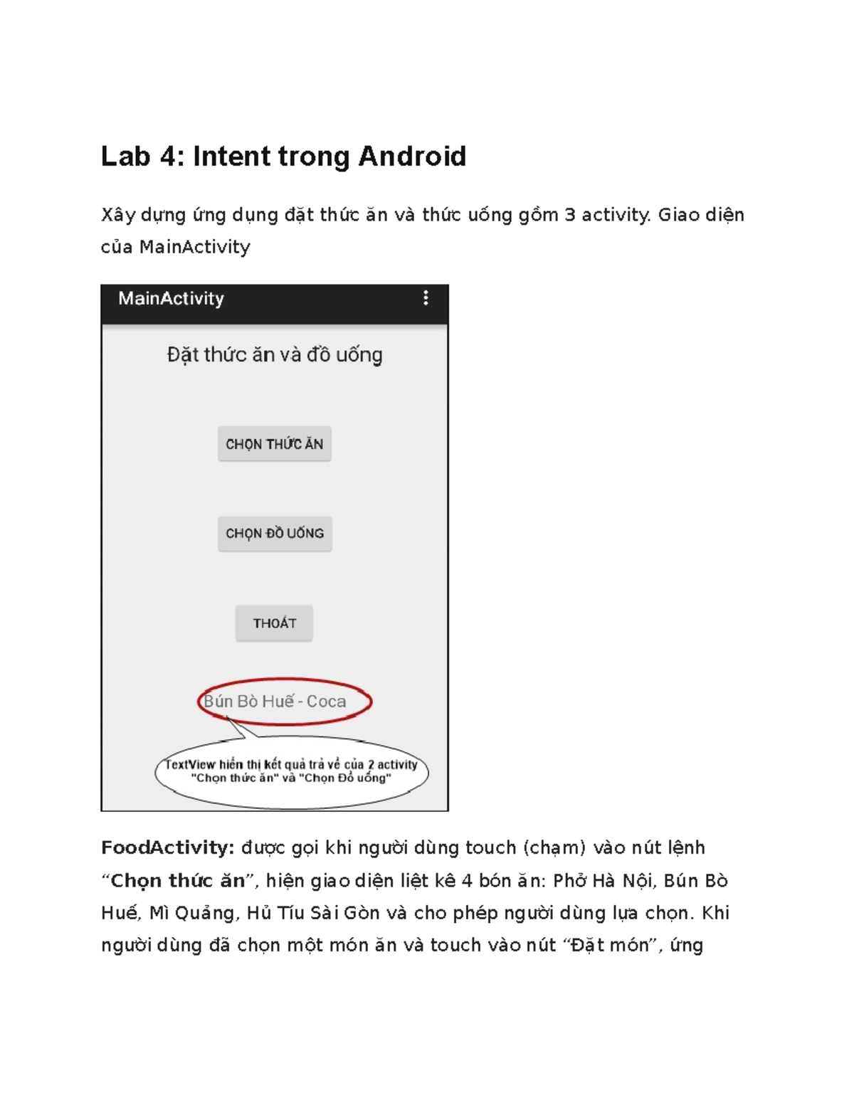 Lab 4 - Lab4 - Lab 4: Intent trong Android Xây dựng ứng dụng đặt thức ...